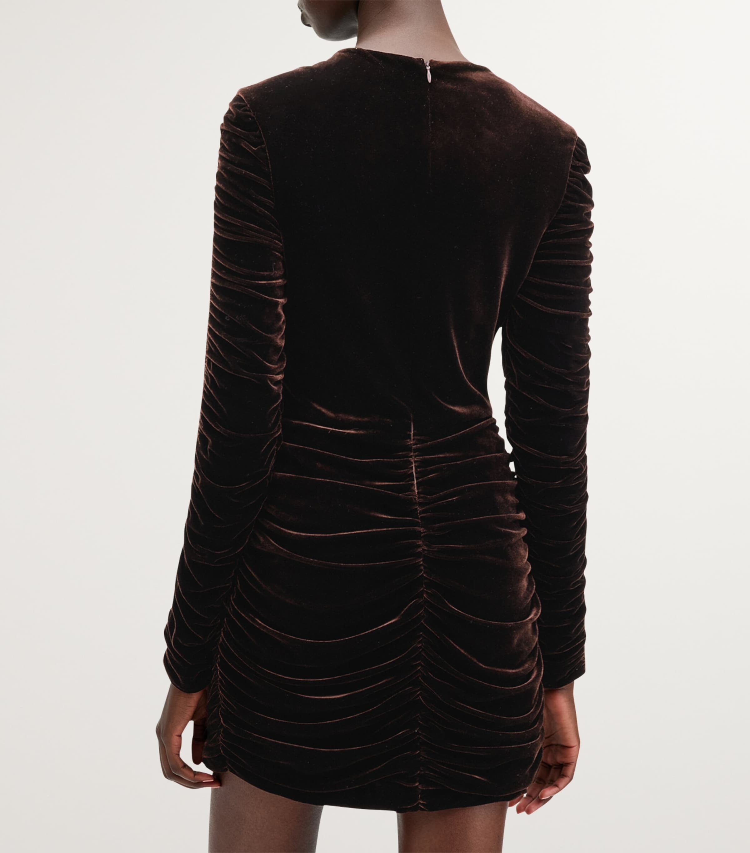 AllSaints Brown Velvet Eris Mini Dress | Harrods UK
