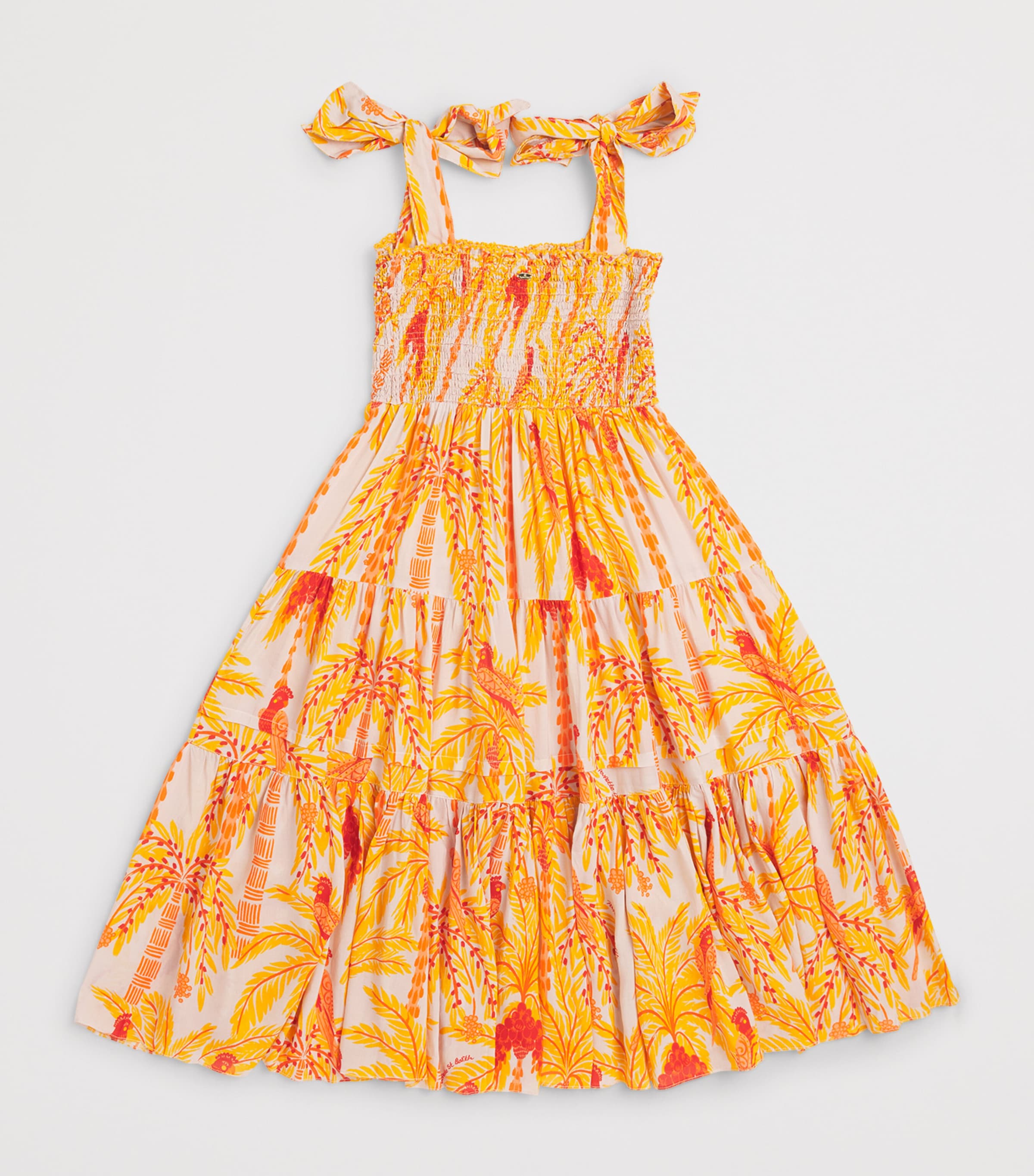 Poupette St Barth Kids Yellow Smocked Printed Triny Dress (4-12 Years ...