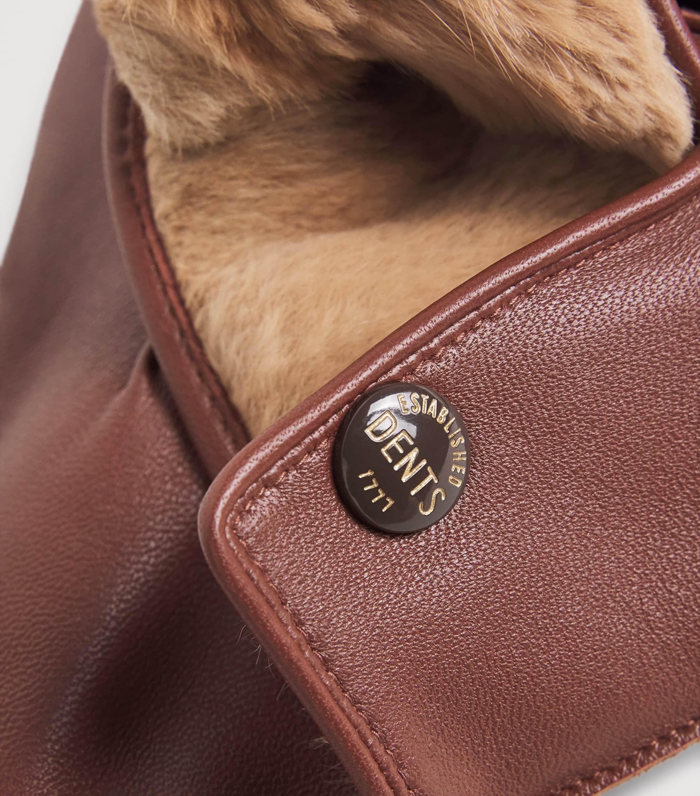 DENTS Beige Leather Fur-Lined Lumley Gloves | Harrods US