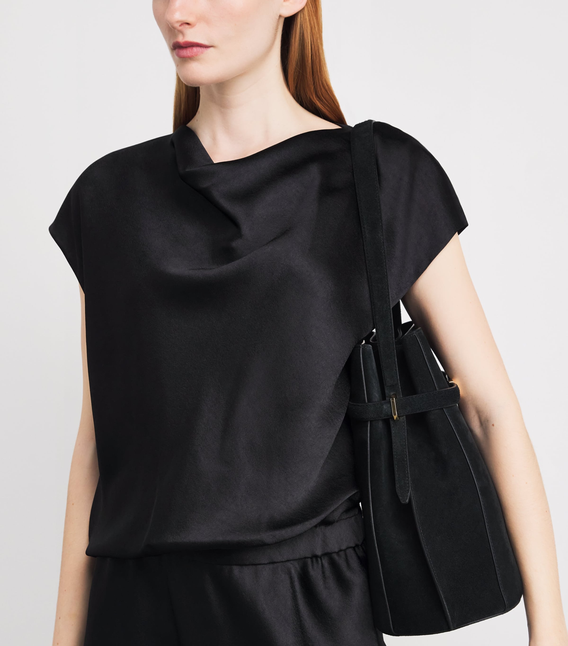 Vince Black Satin Draped Maxi Dress | Harrods IE