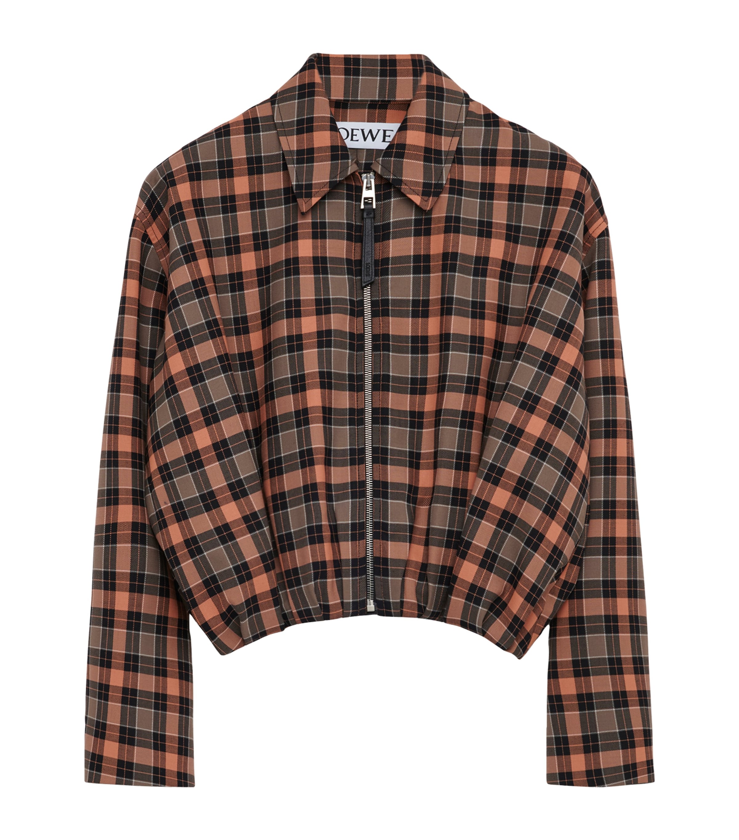 LOEWE Orange Wool-Blend Draped Check Print Jacket | Harrods US