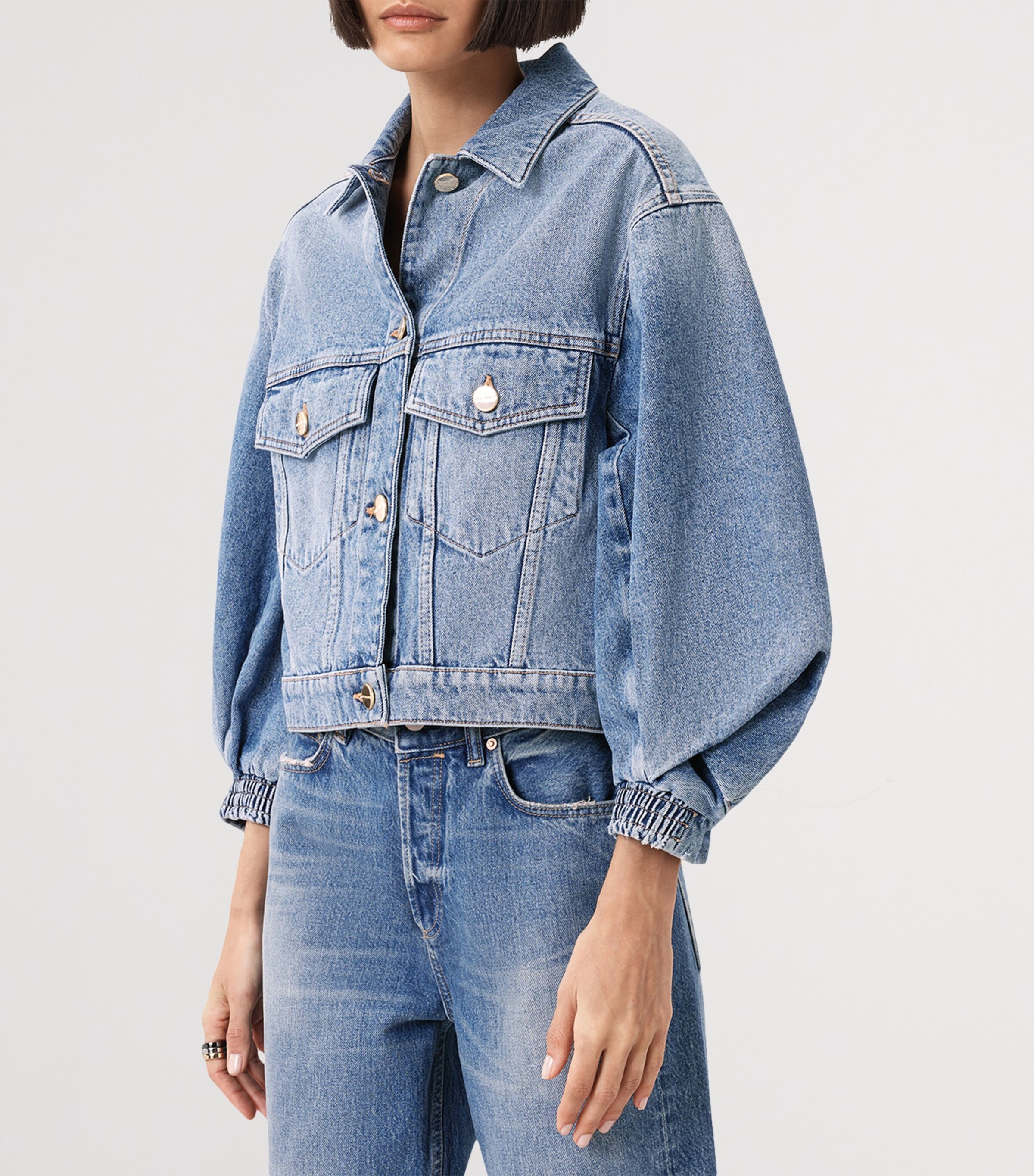 AllSaints Blue Organic Cotton Luca Denim Jacket | Harrods US