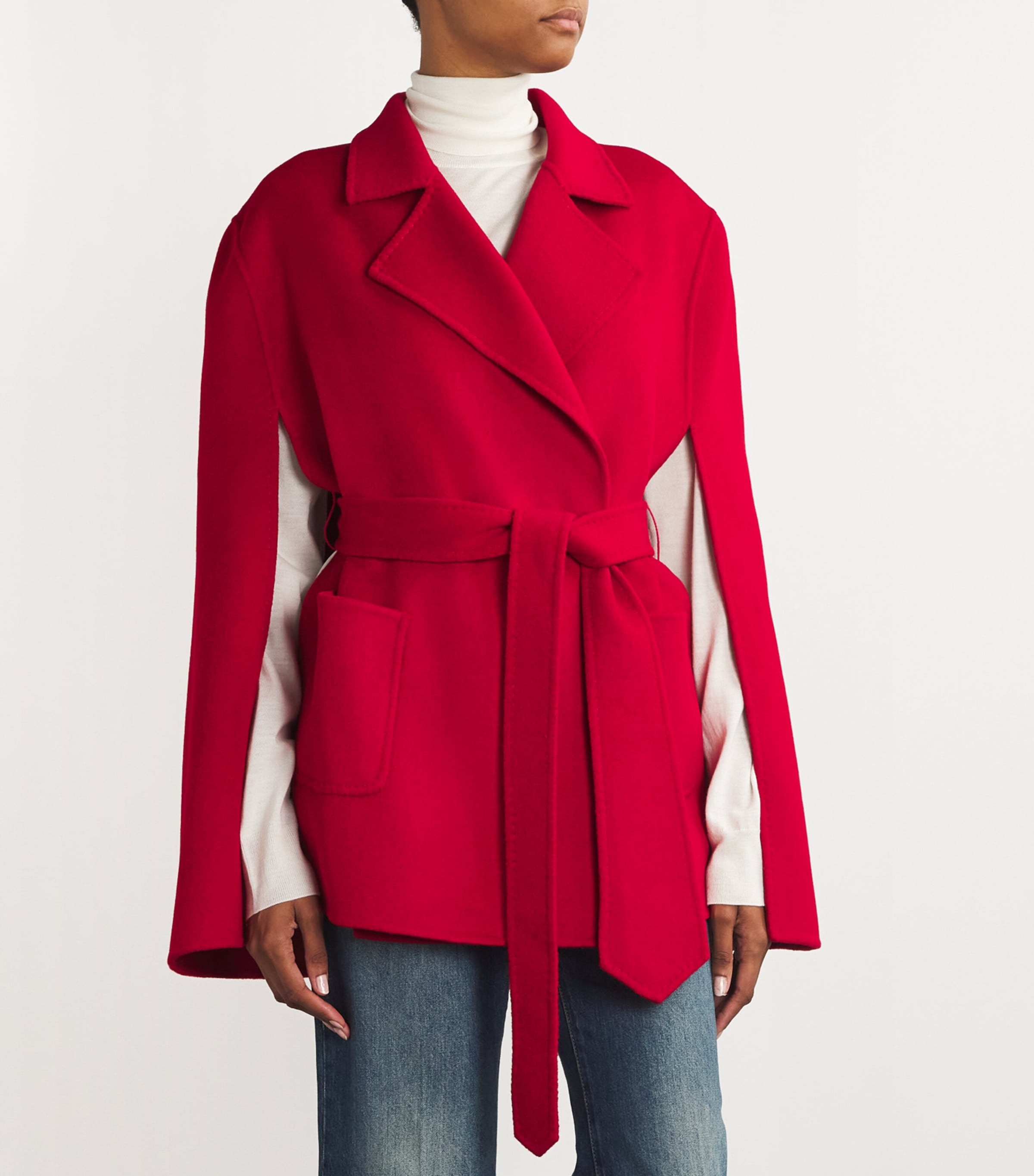 Wolk Morais Red Cashmere Tie-Waist Cape | Harrods UK