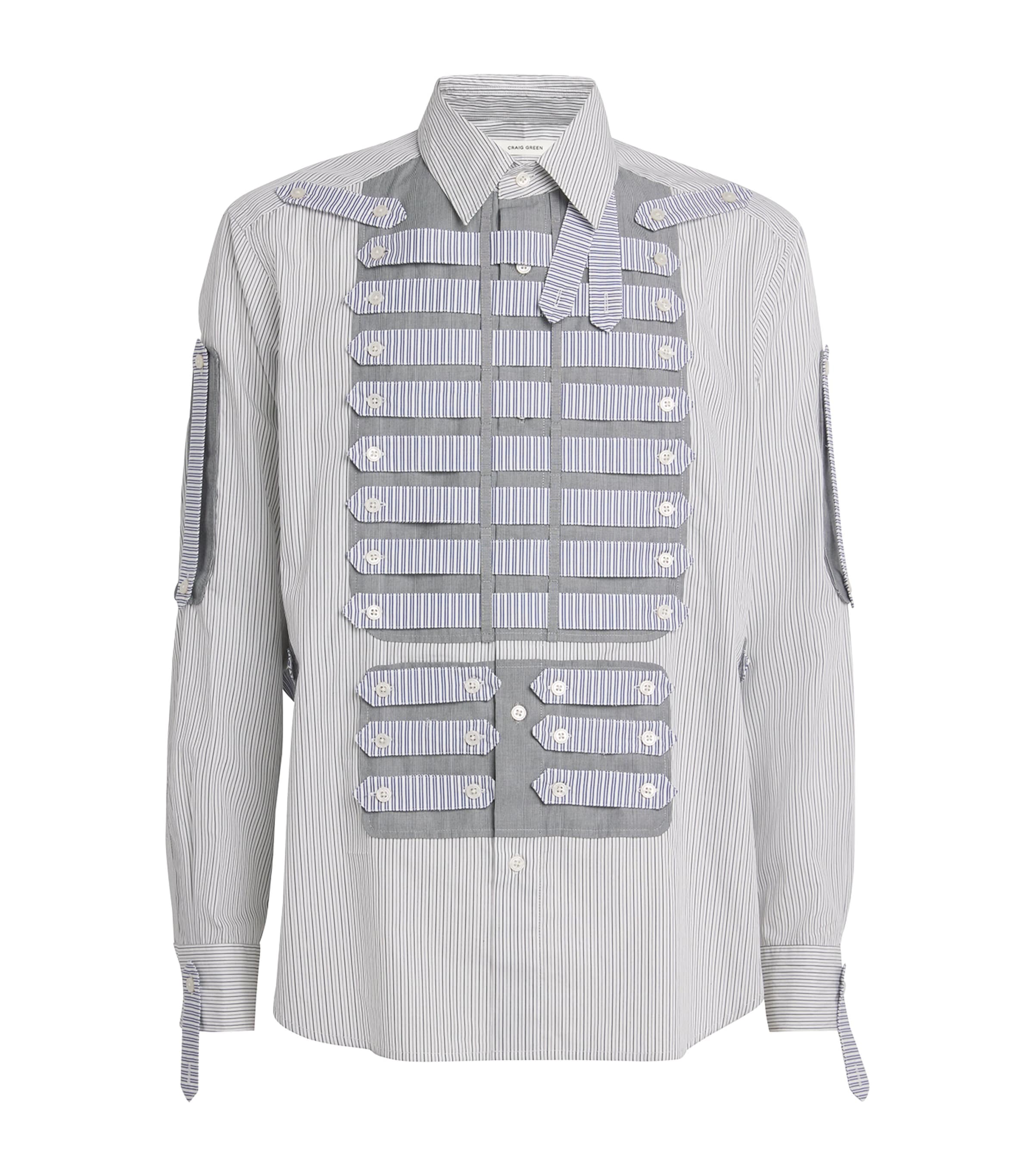 Craig Green Grey Cotton Stripe Multi Tab Shirt | Harrods UK