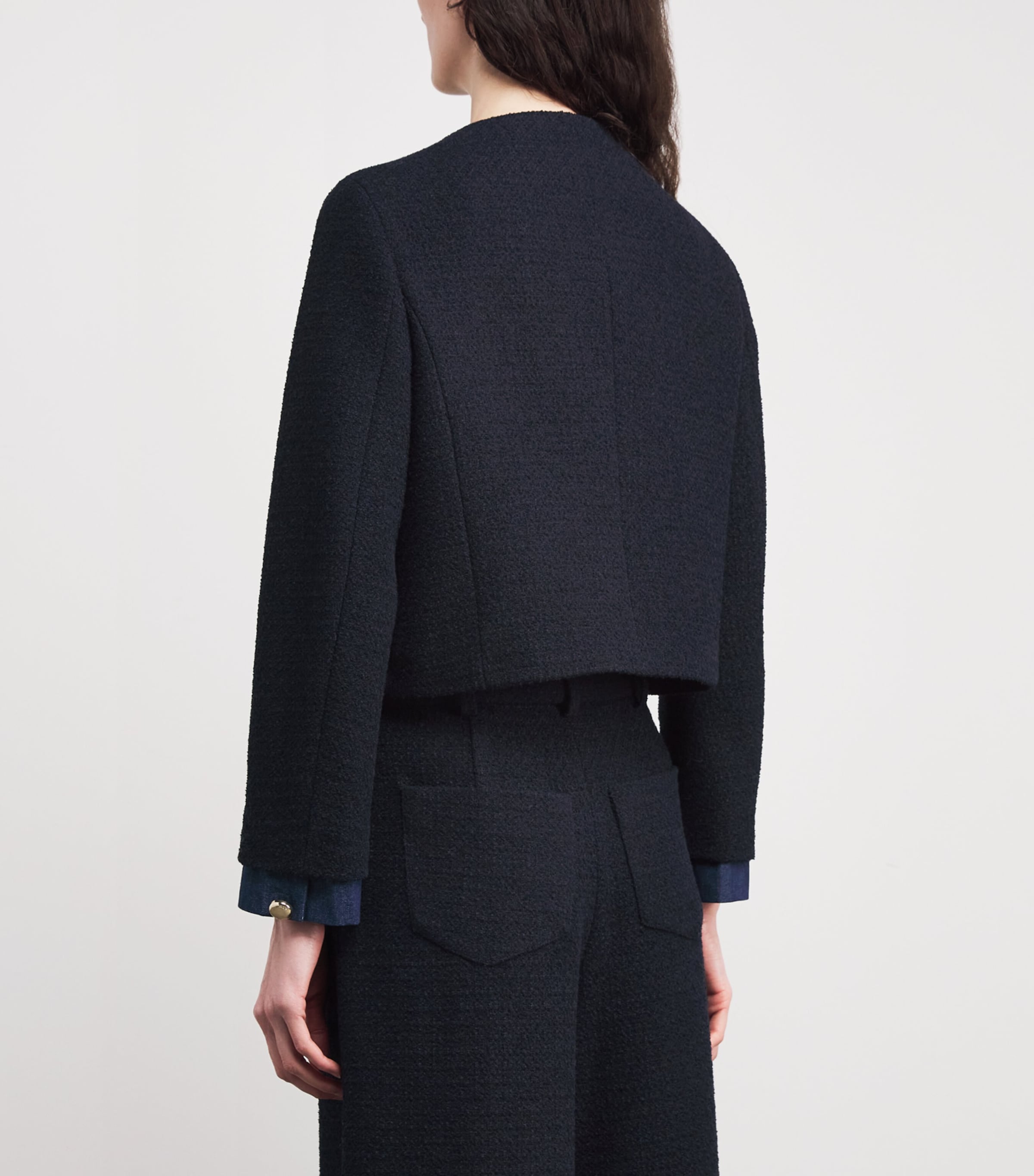 Maje Blue Tweed Denim-Trim Jacket | Harrods US