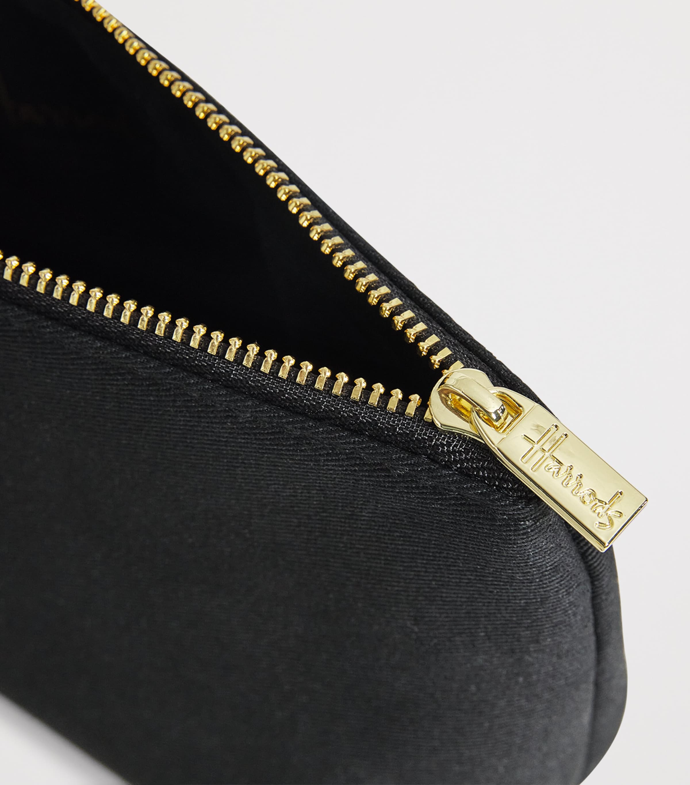 Harrods Black Medium Zipped Logo Cosmetic Bag | Harrods AU