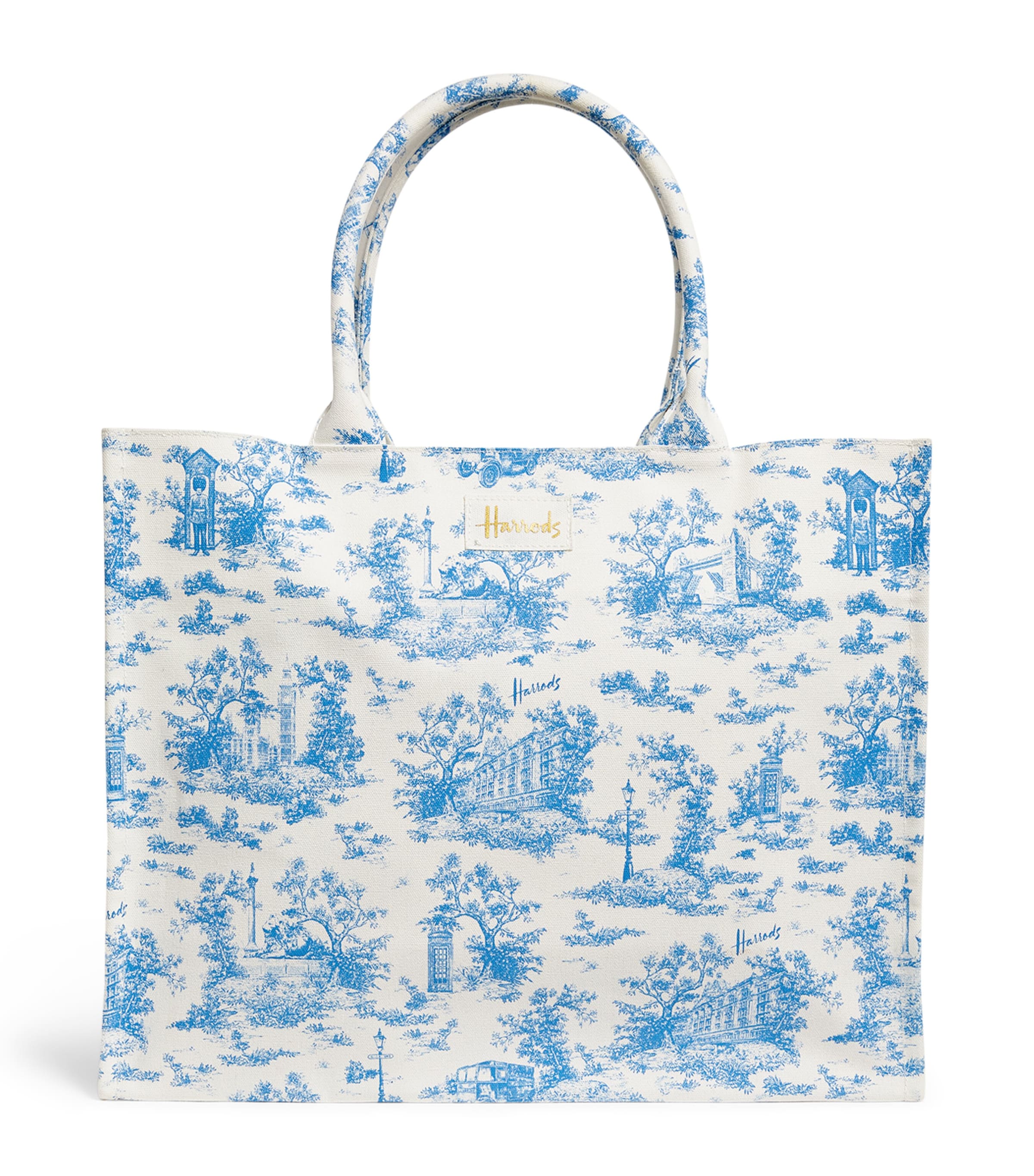 Harrods Blue Toile Grocery Shopper Bag | Harrods UK