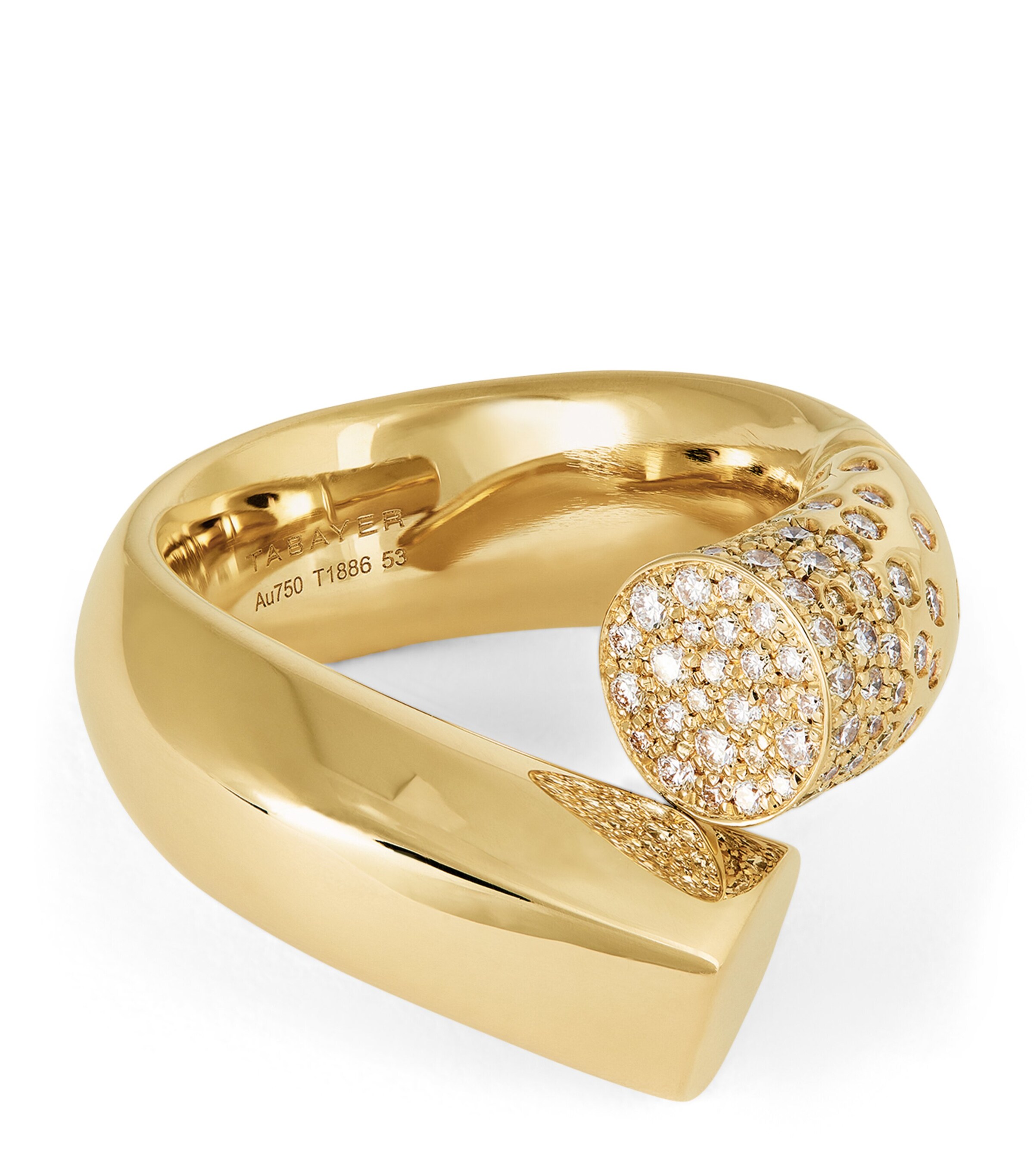 Tabayer Yellow Gold and Pavé Diamond Oera Ring | Harrods UK