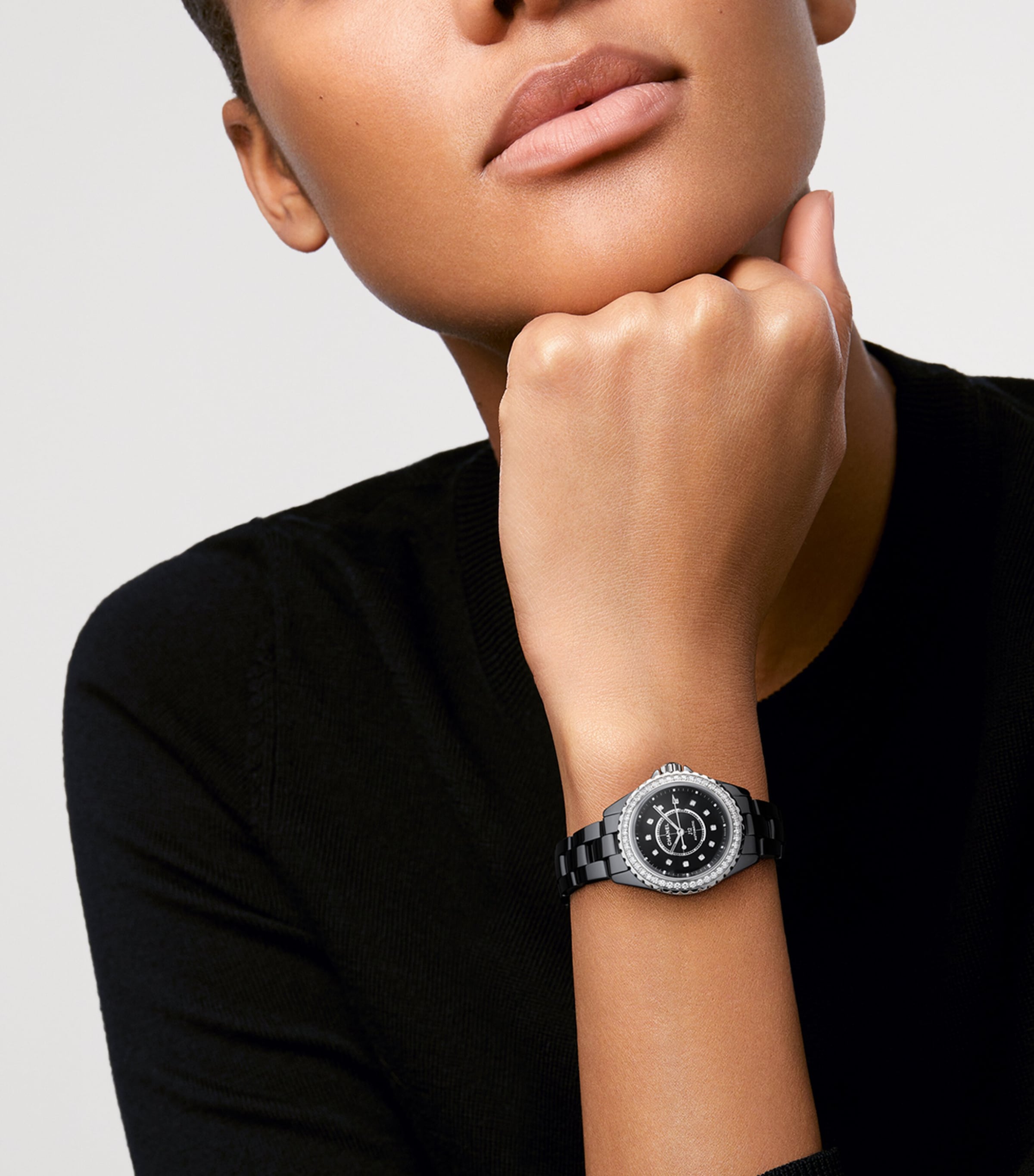 CHANEL Ceramic, Steel and Diamond J12 Calibre 12.2 Watch 33mm | Harrods QA