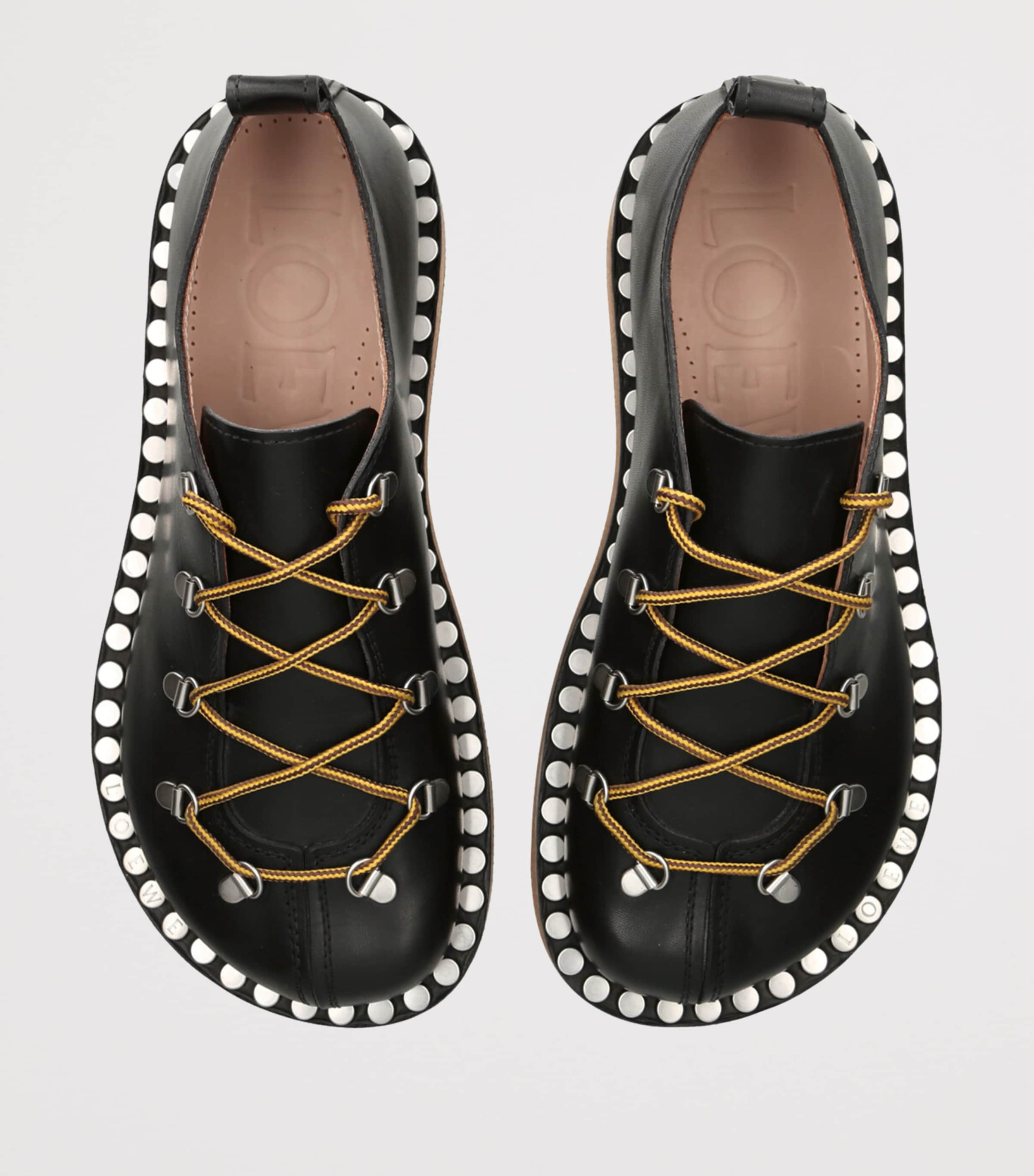 LOEWE Black Leather Rivet Hiking Boots | Harrods US