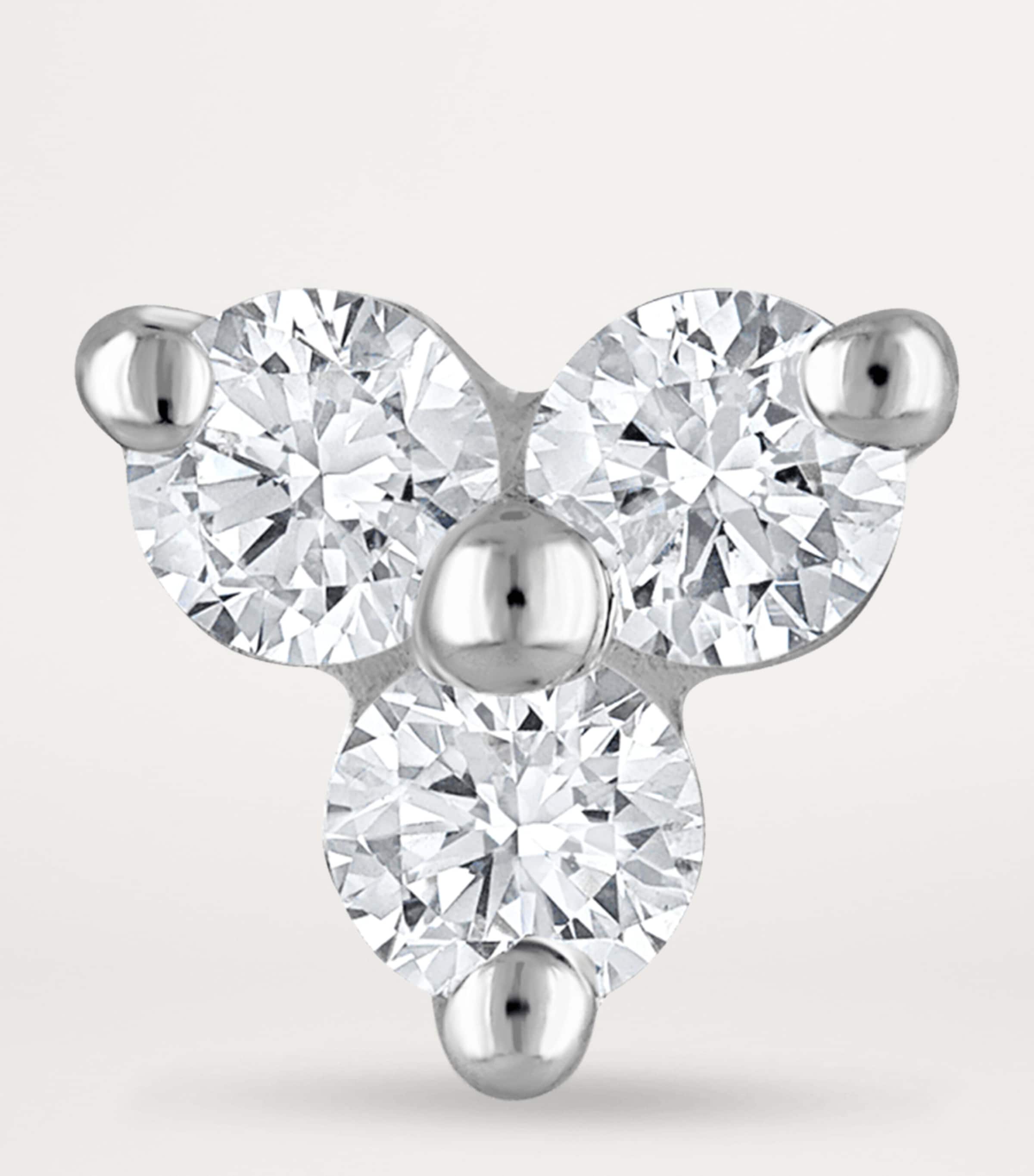 Maria Tash White Gold Diamond Trinity Threaded Stud Earring (4.5mm) | Harrods UK