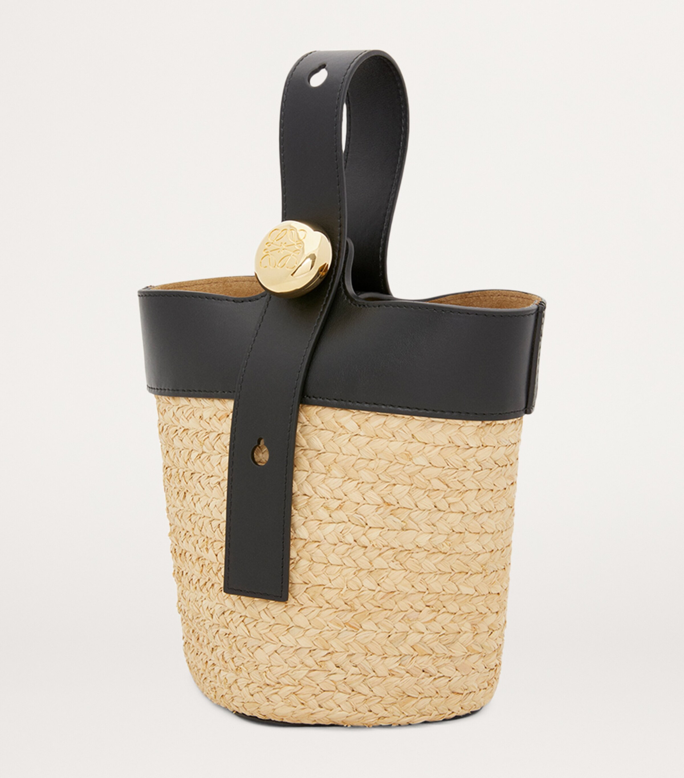 LOEWE Beige Mini Raffia Pebble Bucket Bag | Harrods UK
