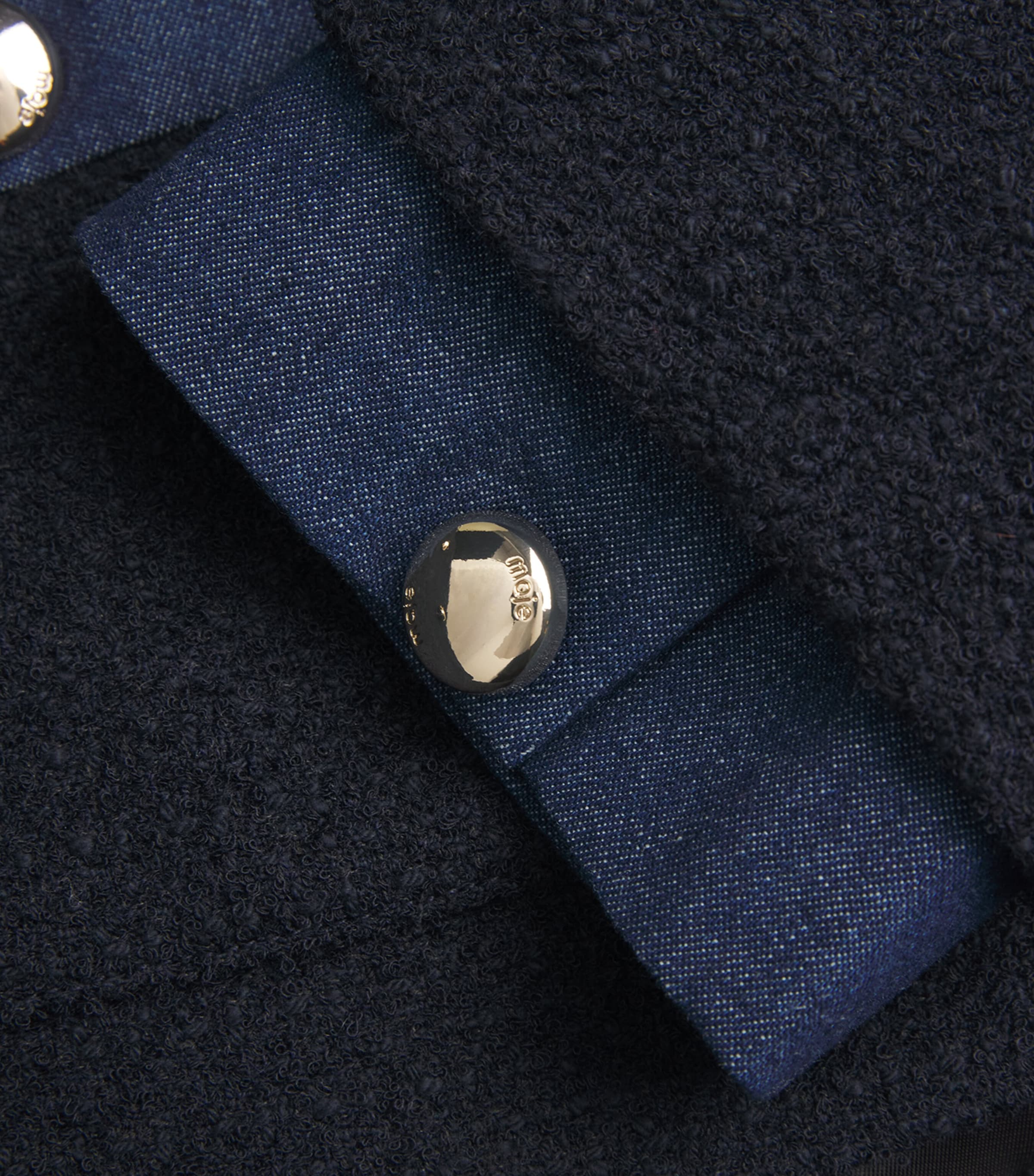 Maje Blue Tweed Denim-Trim Jacket | Harrods US