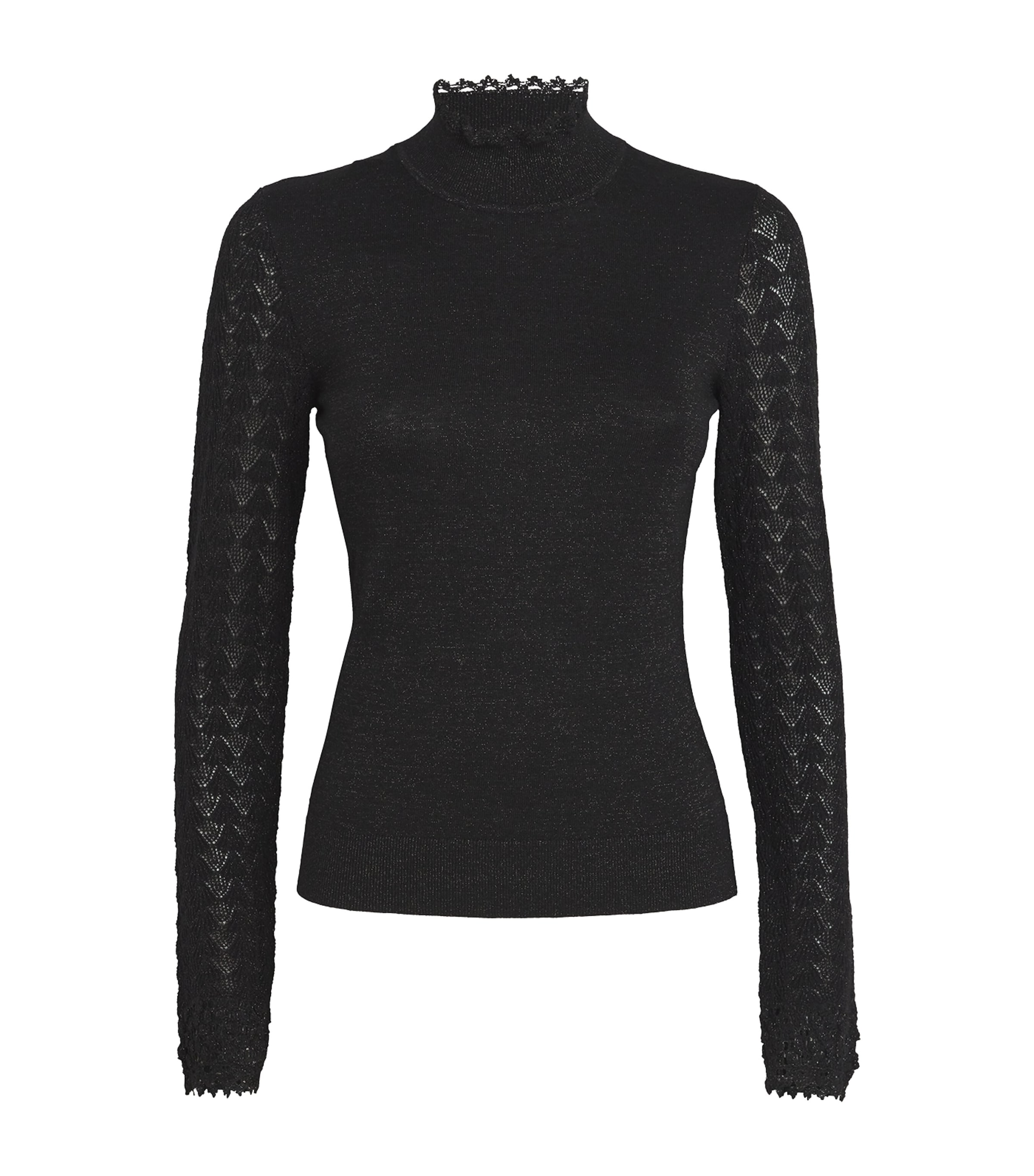 PAIGE Black Metallic High-Neck Stephanie Top | Harrods UK