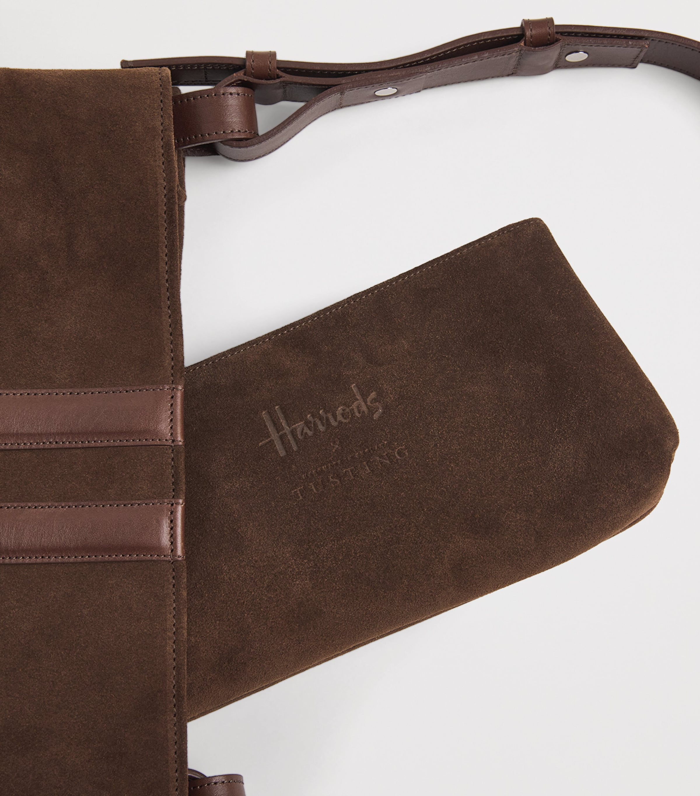 Harrods Brown Suede H Tote Bag | Harrods US