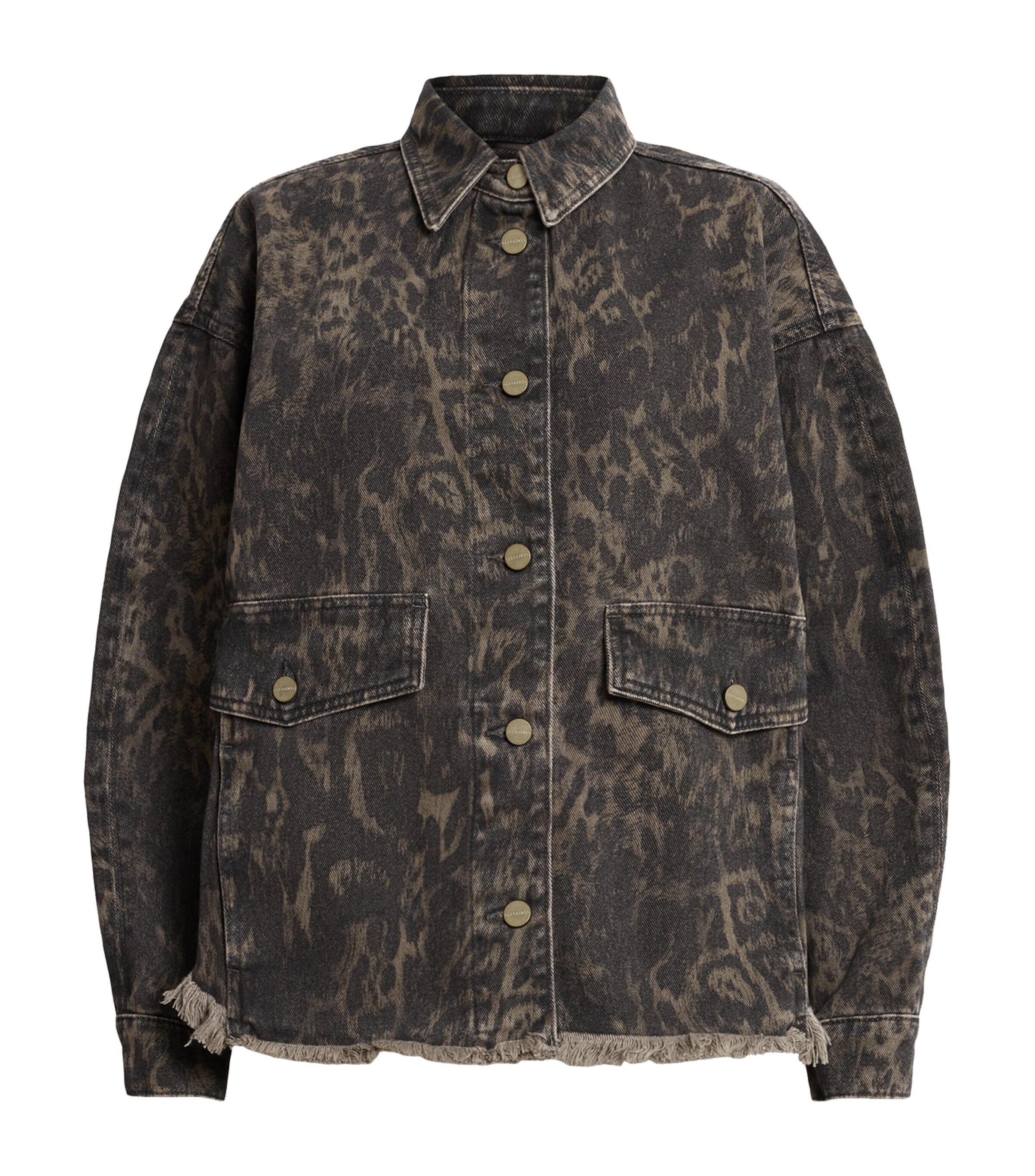 AllSaints Denim Leopard Hettie Overshirt | Harrods AU