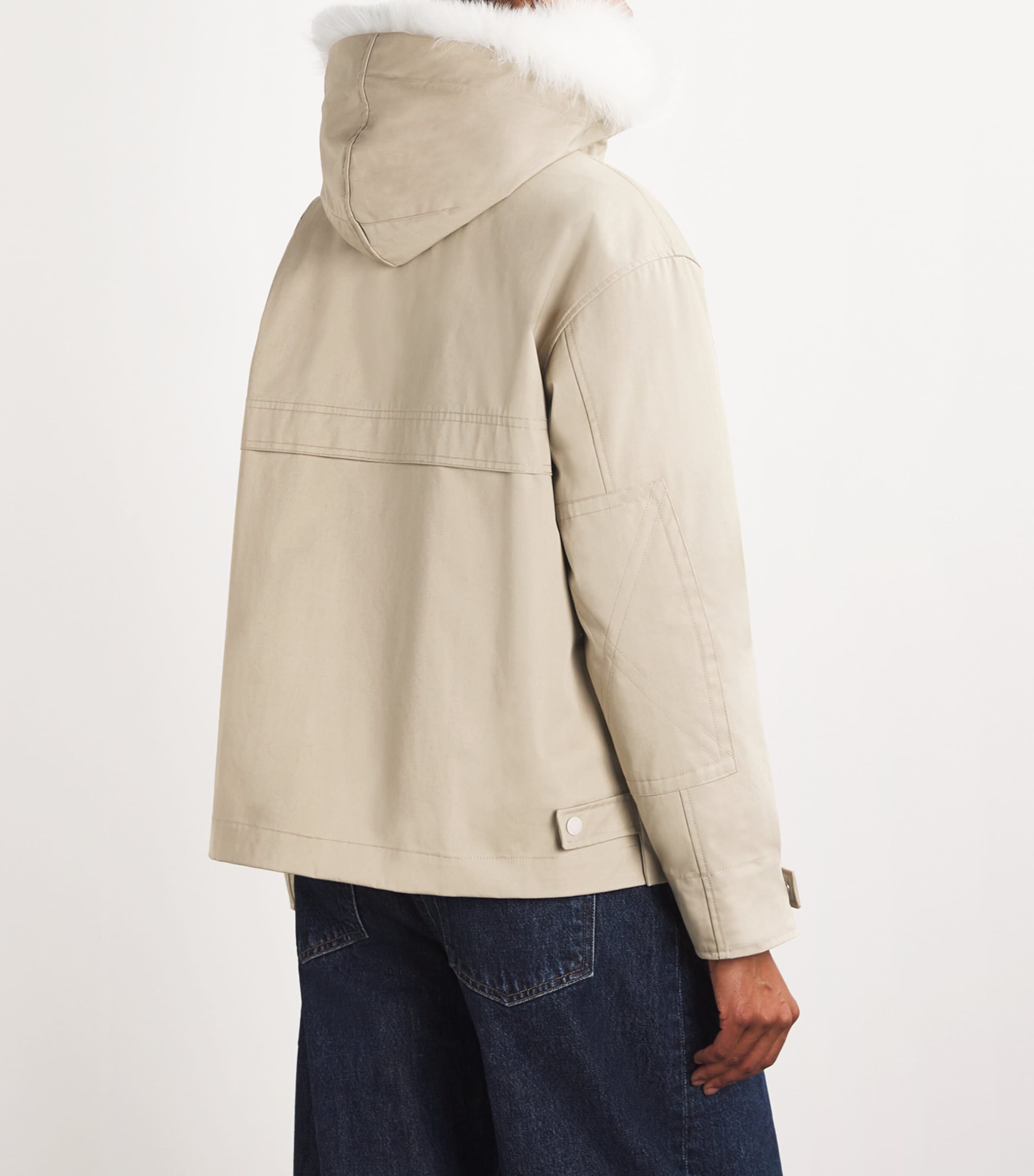 Yves Salomon Beige Canvas Fur-Trim Parka Jacket | Harrods UK