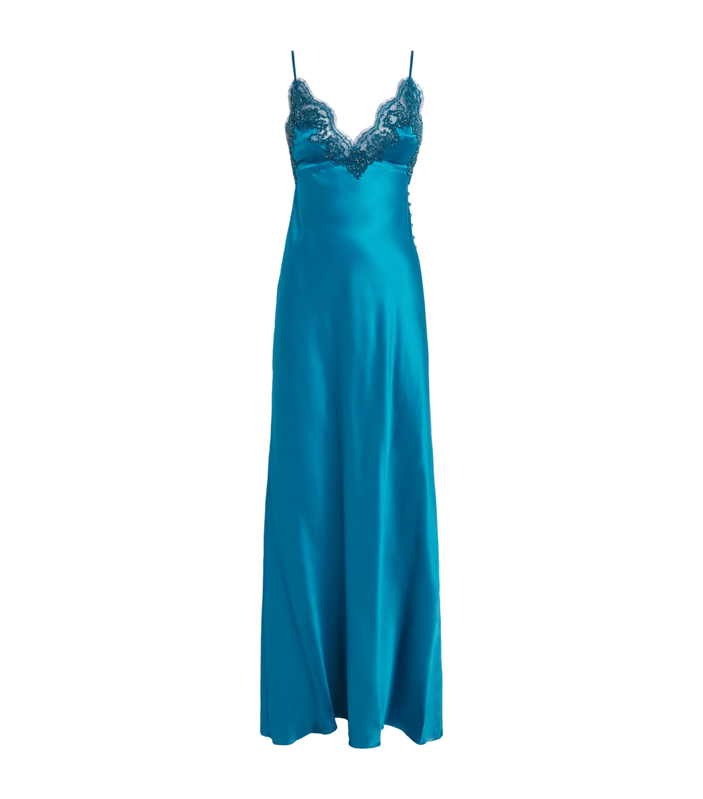 Rosamosario Blue Silk Hope Maxi Nightdress | Harrods US