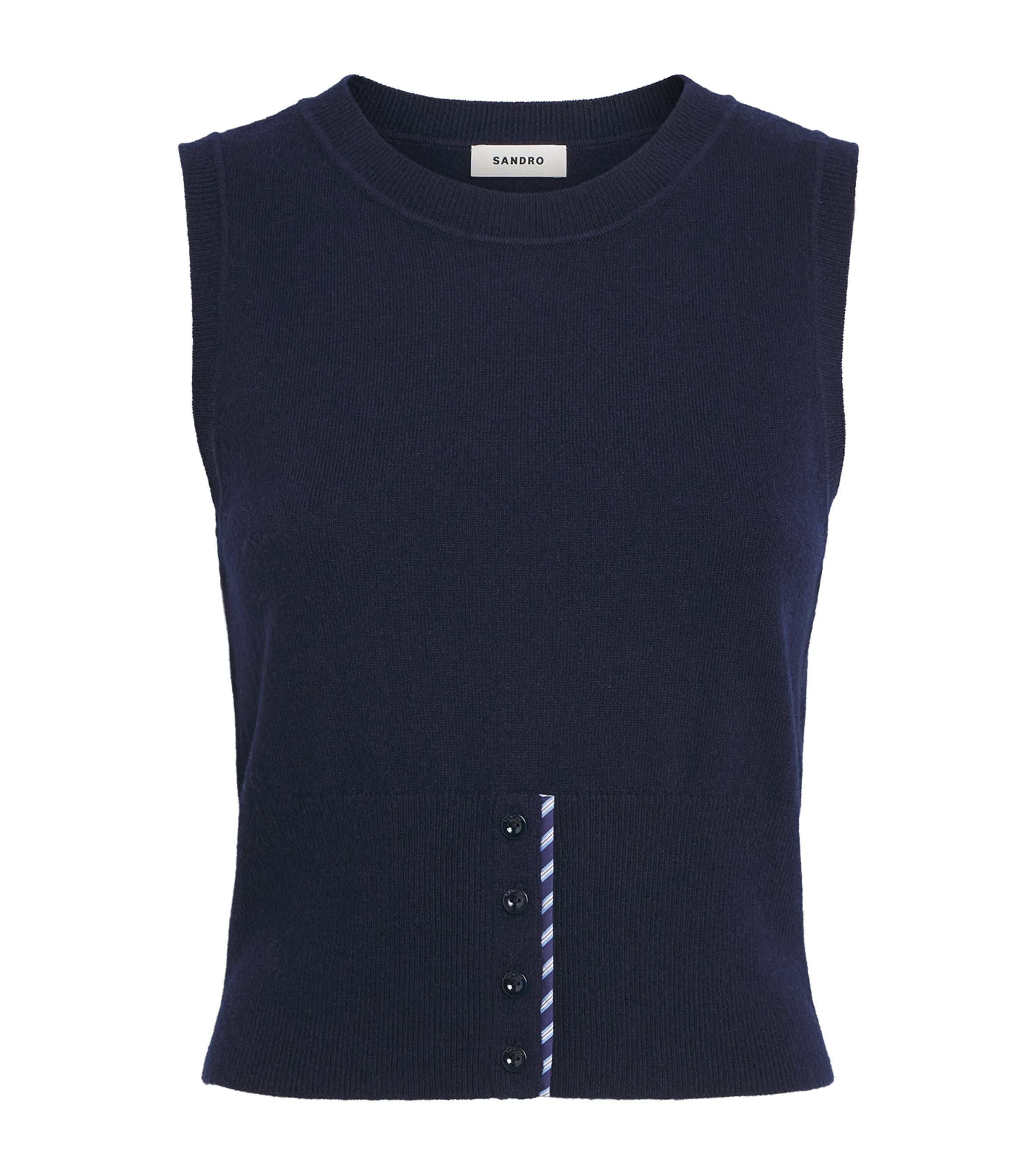 Sandro Paris Blue Wool-Cashmere Tank Top | Harrods UK
