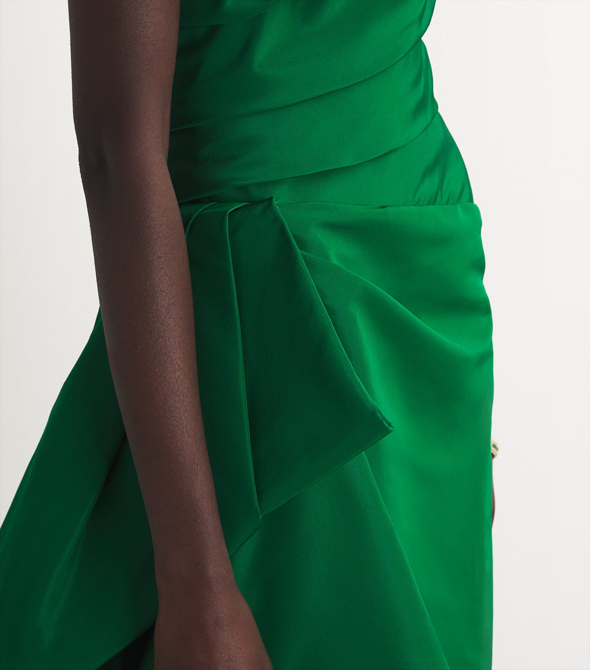 Monique Lhuillier Green Silk Asymmetric Draped Column Gown | Harrods US