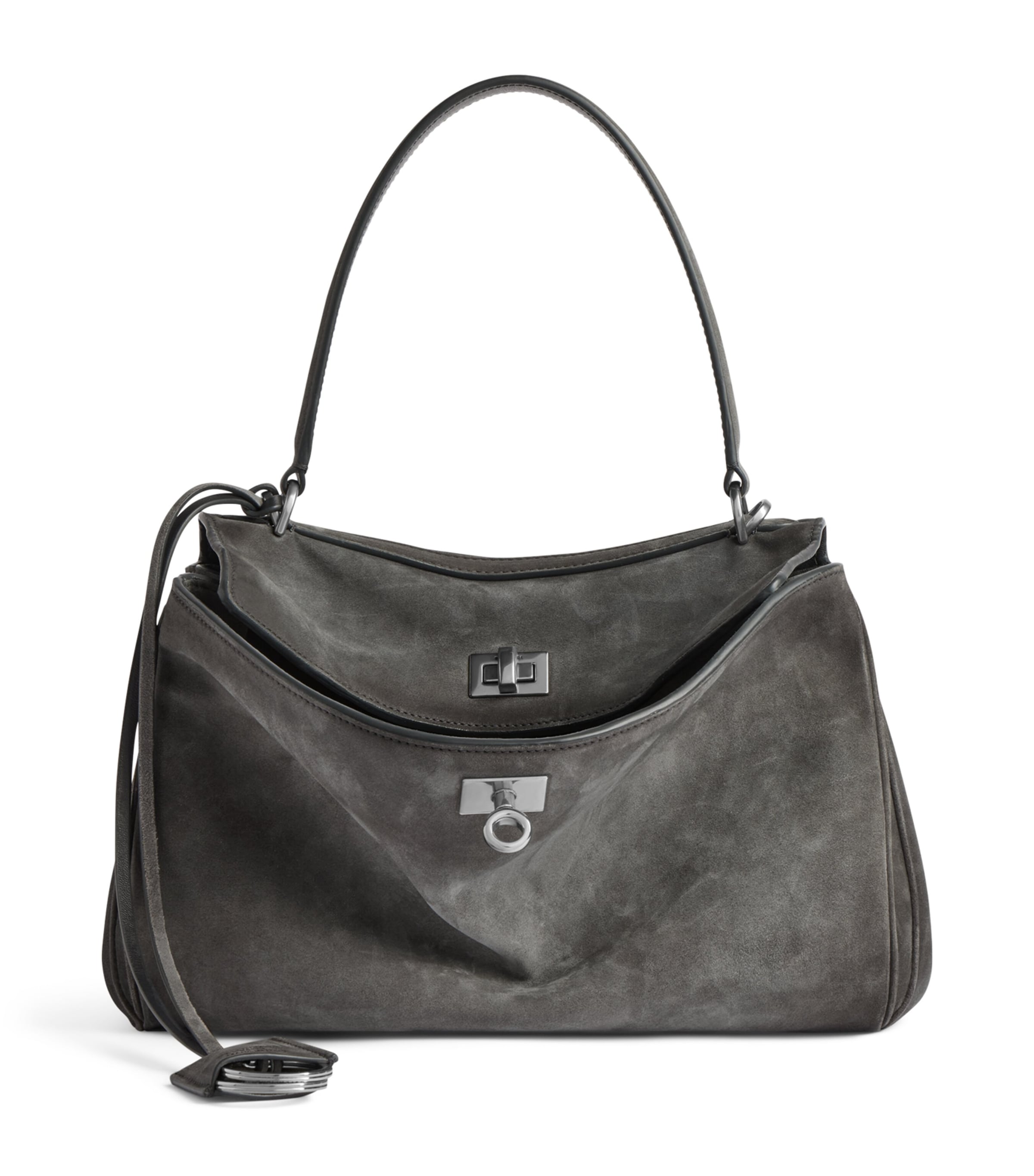 Balenciaga Black Small Suede Rodeo Top-Handle Bag | Harrods CA