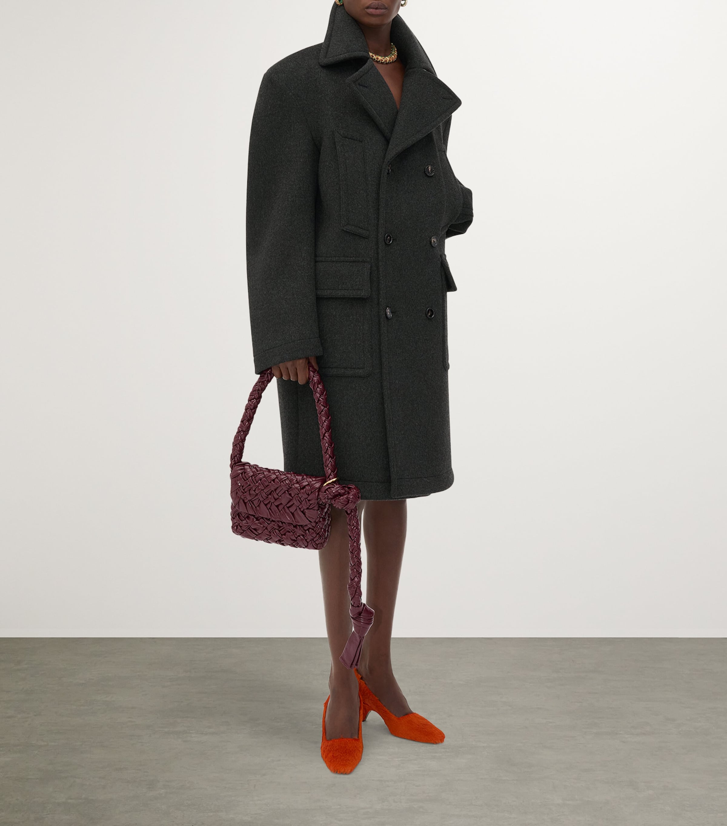 Bottega Veneta Red Small Leather Kalimero Città Shoulder Bag | Harrods UK