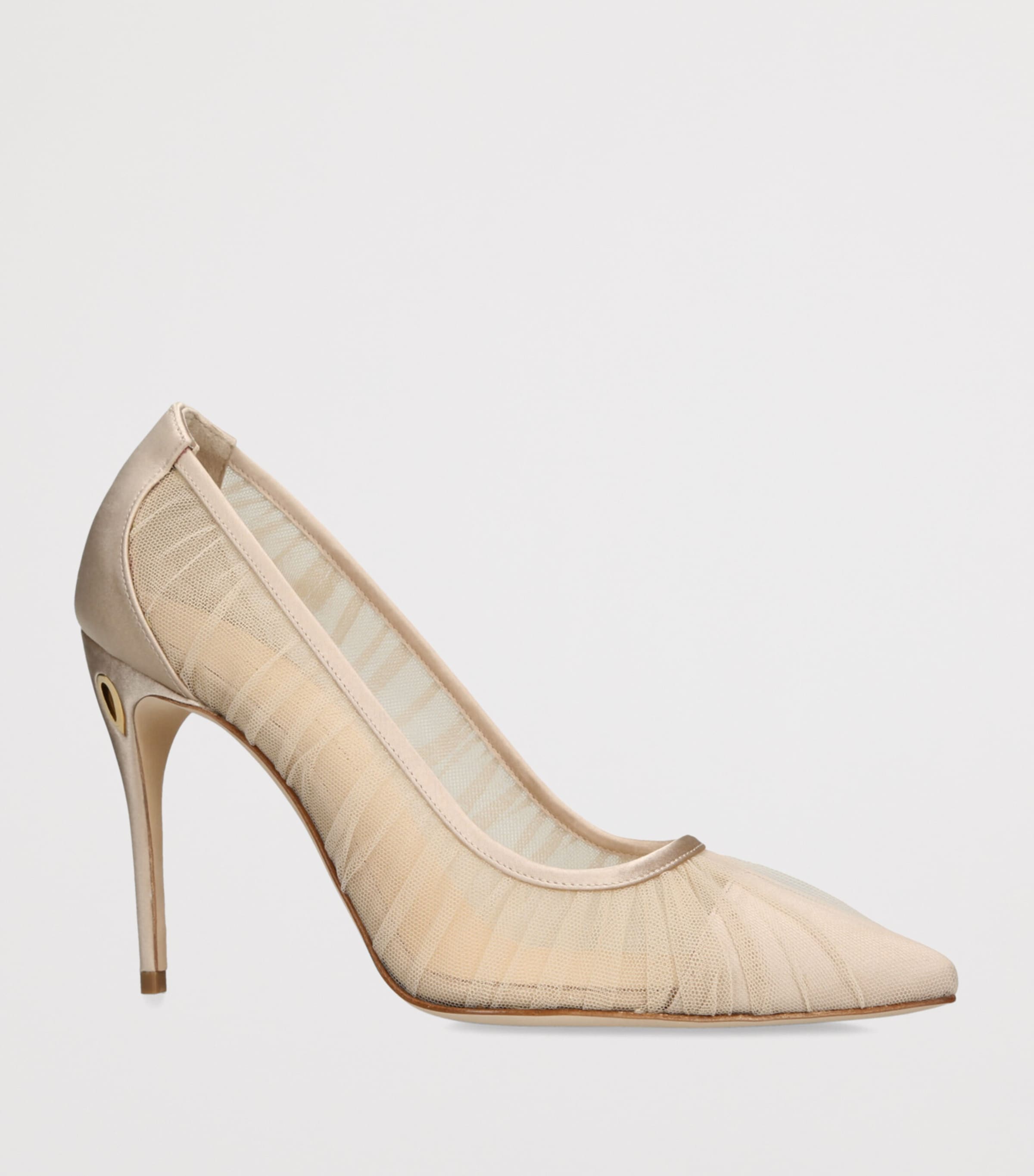 Jennifer Chamandi Nude Tulle Plissé Lorenzo Pumps 105 | Harrods CA