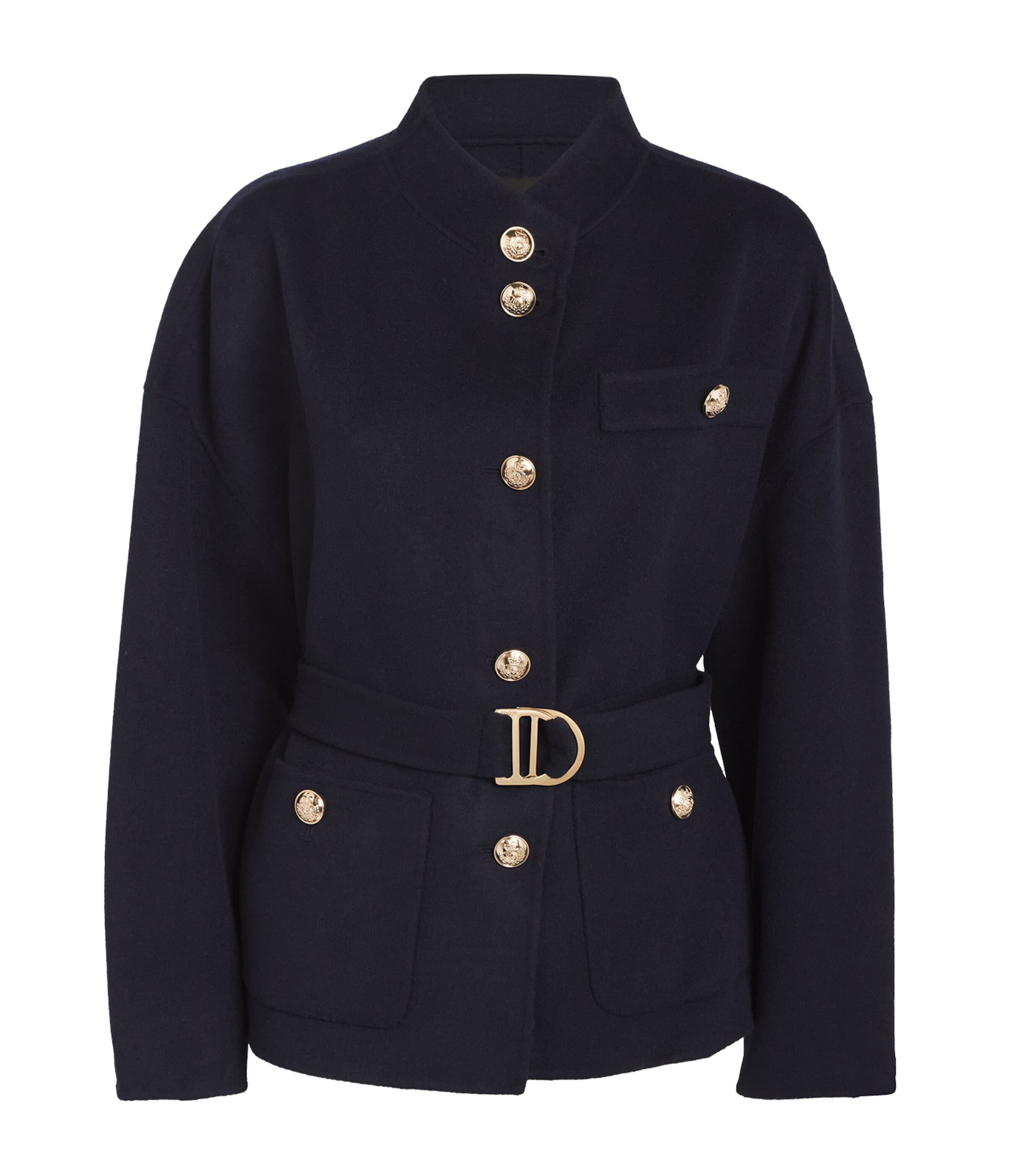 Maje Wool Belted Button-up Jacket In Blue | ModeSens