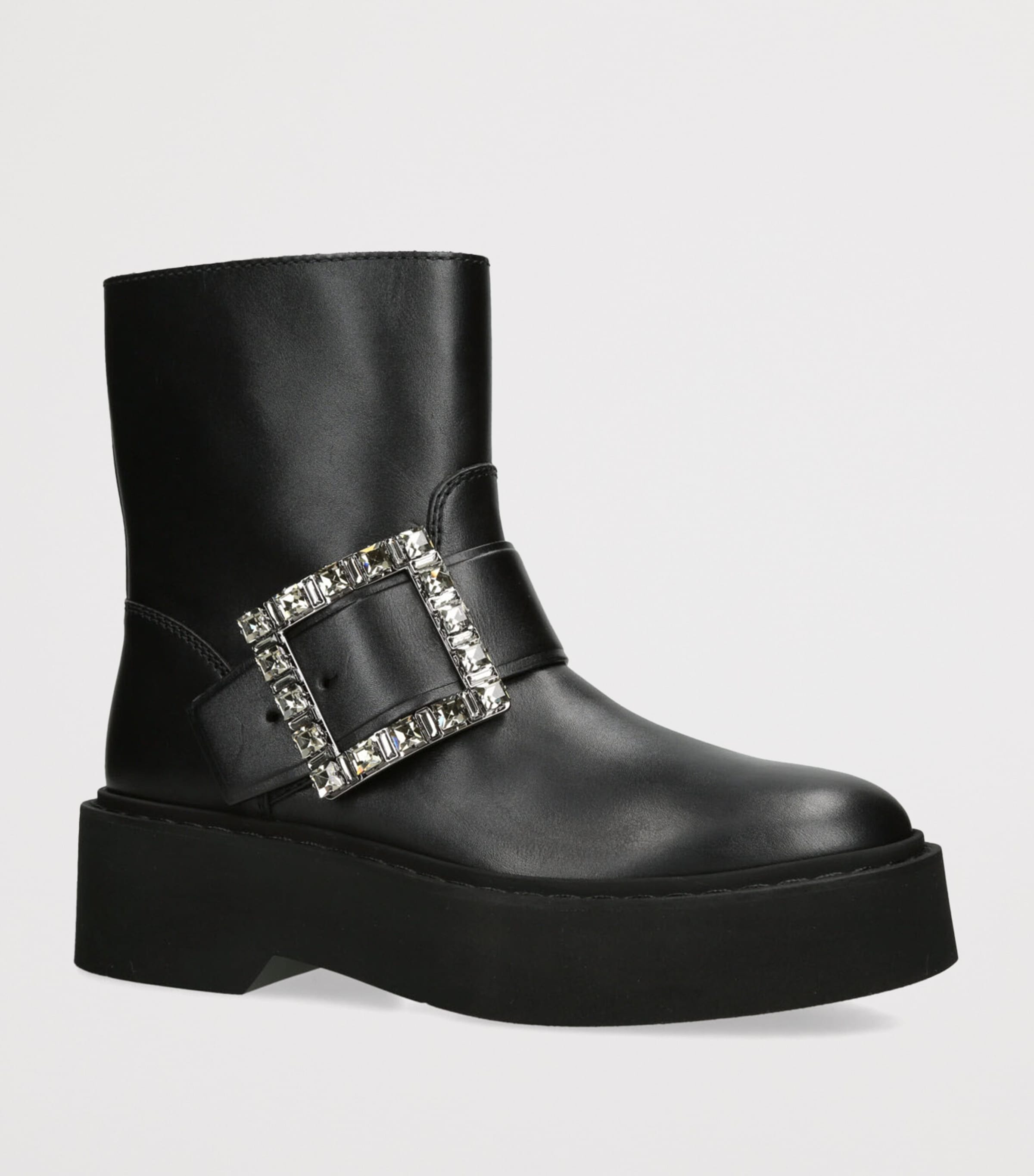 Roger Vivier Black Leather Viv’ Rangers Ankle Boots | Harrods AU