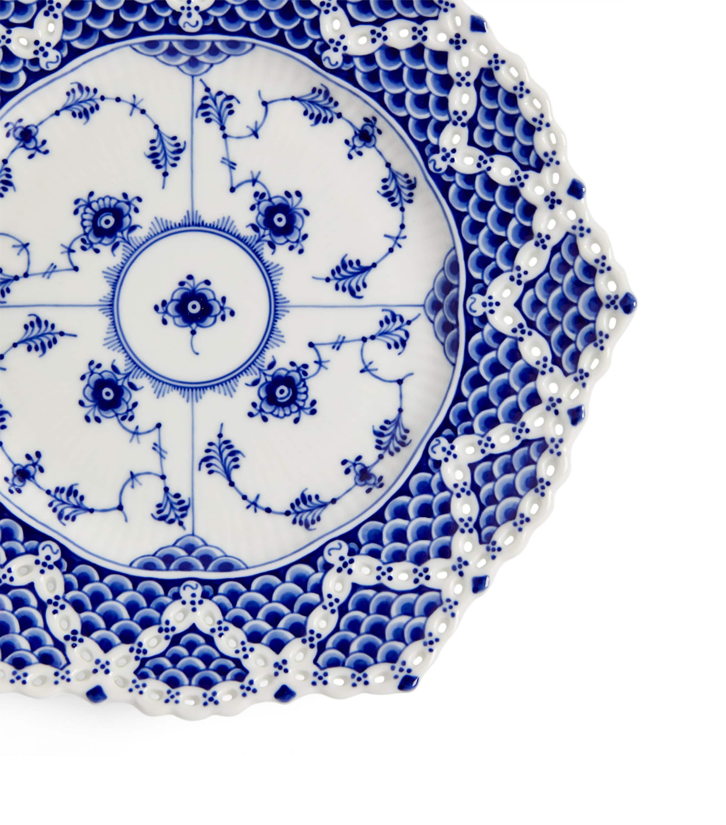 Royal Copenhagen Blue Fluted Full Lace Plate (21cm) | Harrods UK