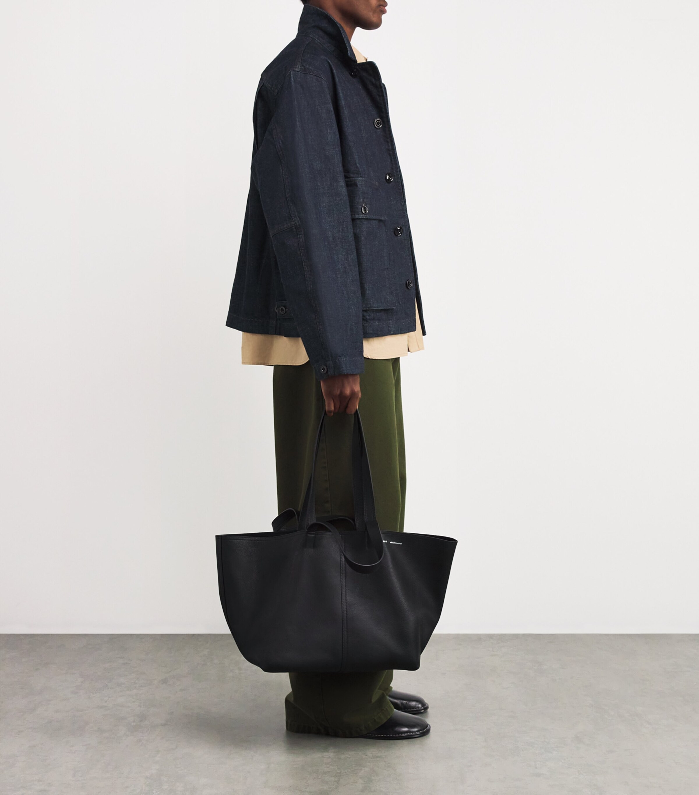 AMI Paris Black Leather Midi Tote Bag | Harrods UK