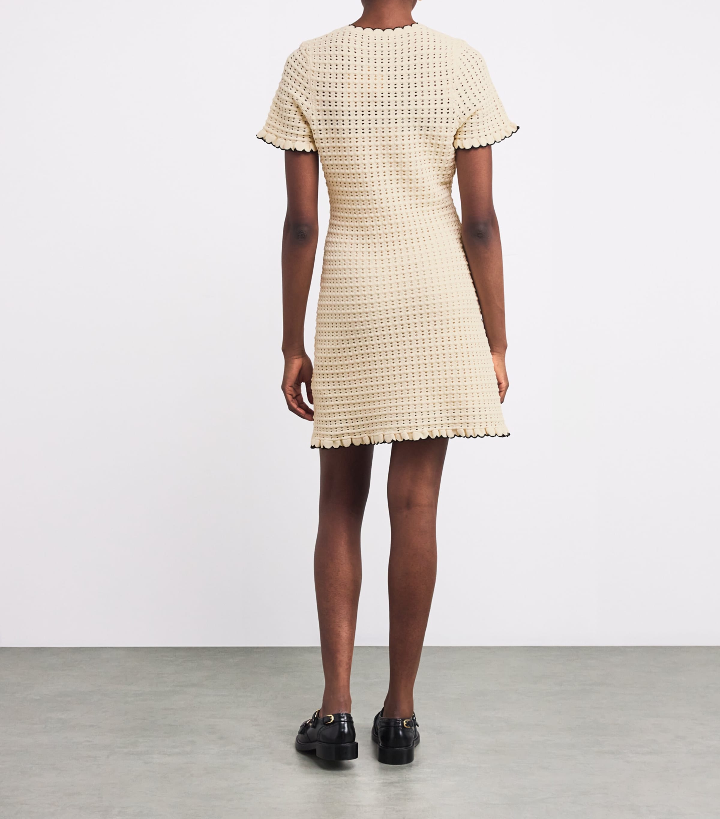 Sandro Paris Beige Open-Knit Mini Dress | Harrods UK