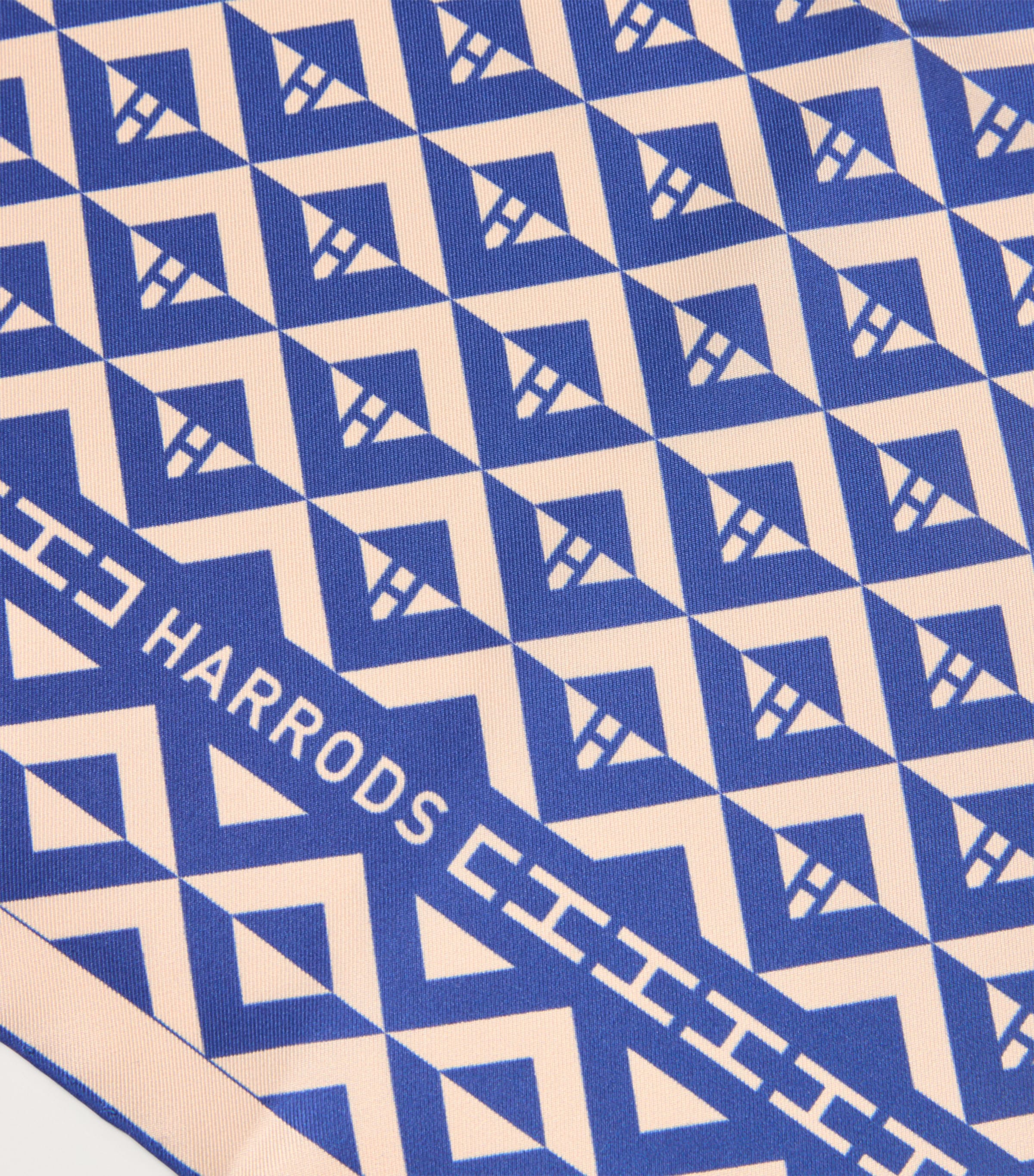 Harrods Blue Silk Geometric Print Scarf | Harrods US