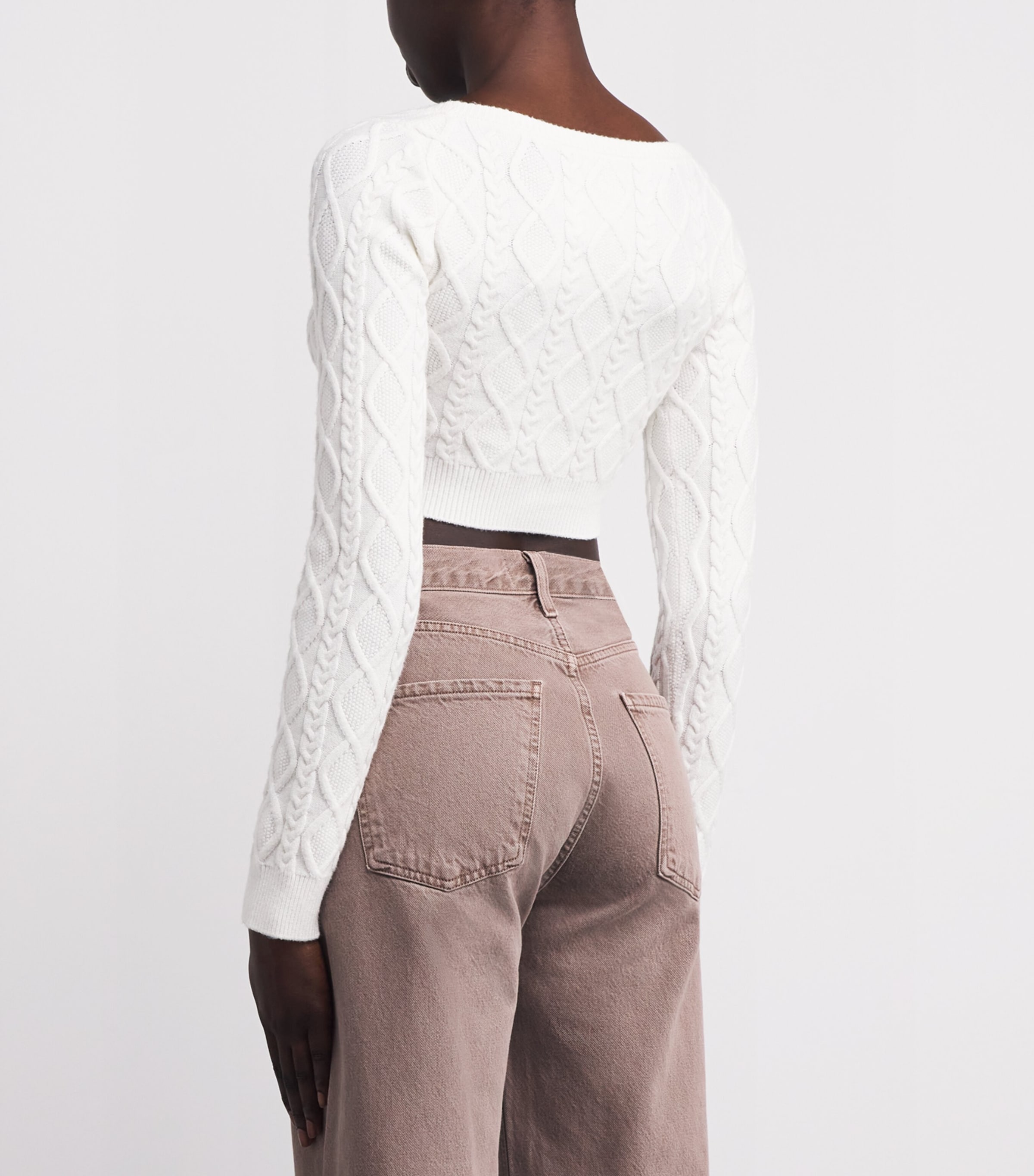 Skims Ivory Cable Knit Snow Bunny Cropped Cardigan | Harrods NO