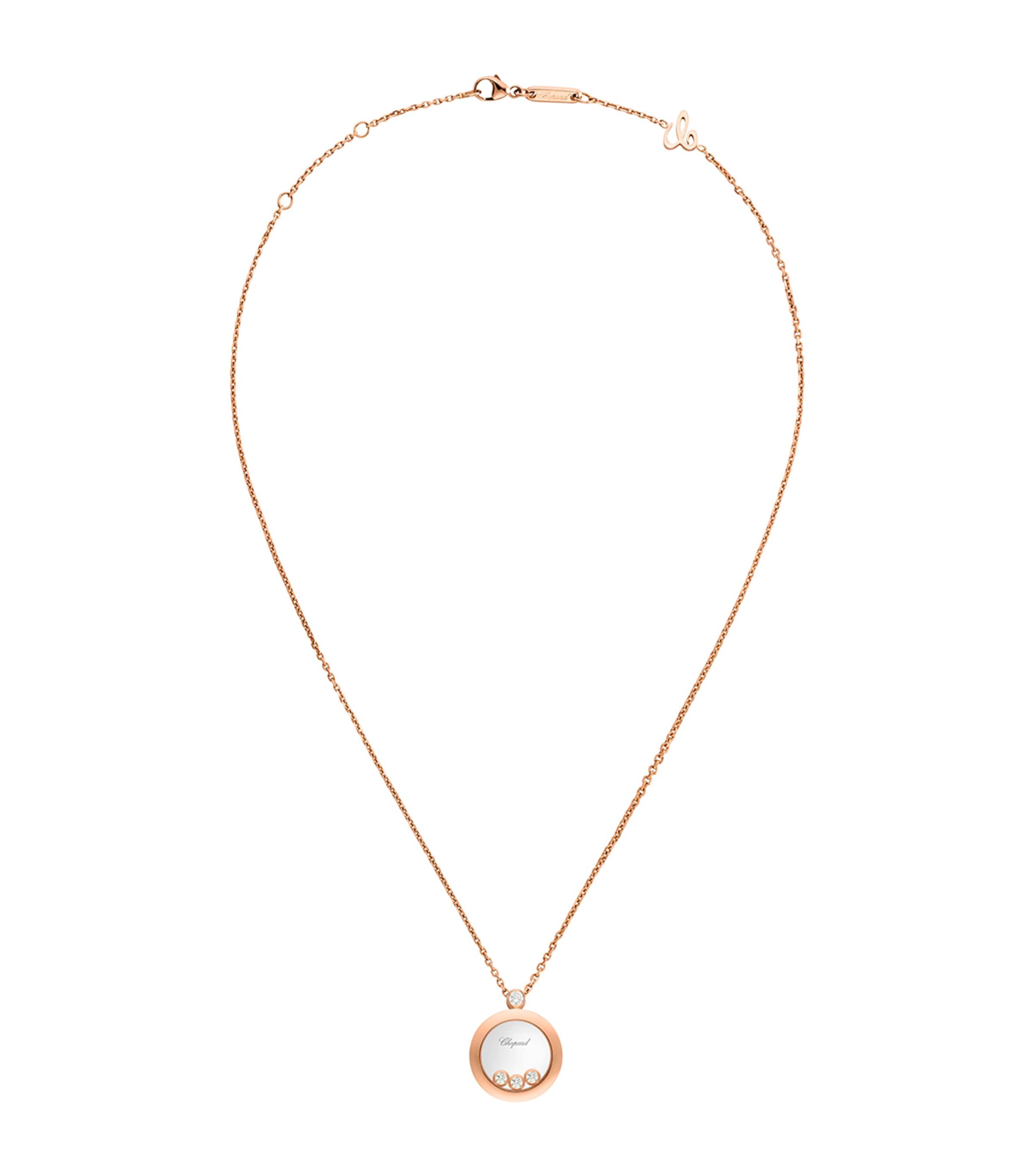 Chopard Rose Gold and Diamond Happy Diamonds Pendant | Harrods US