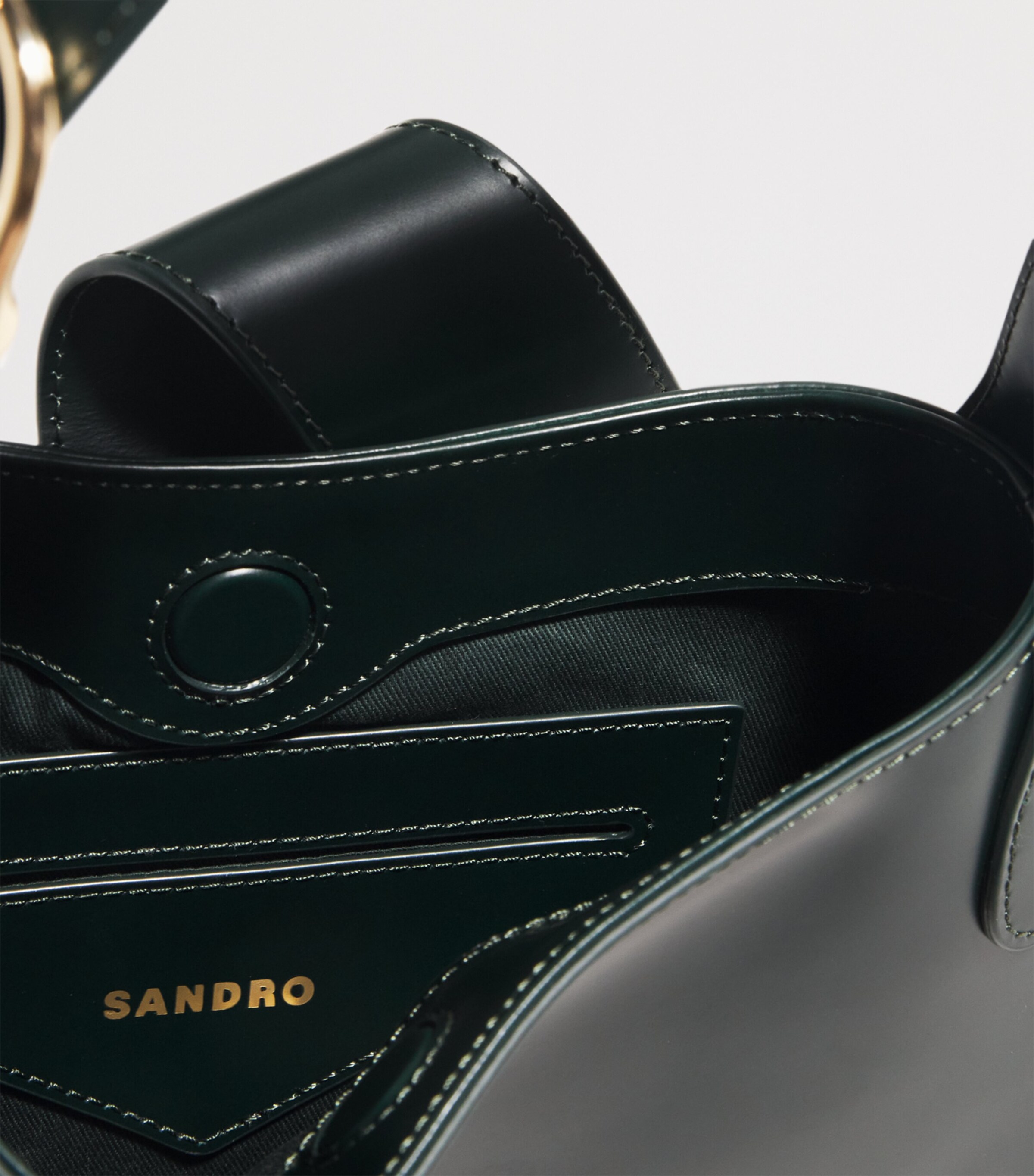 Sandro Paris Green Leather Janet Shoulder Bag | Harrods US
