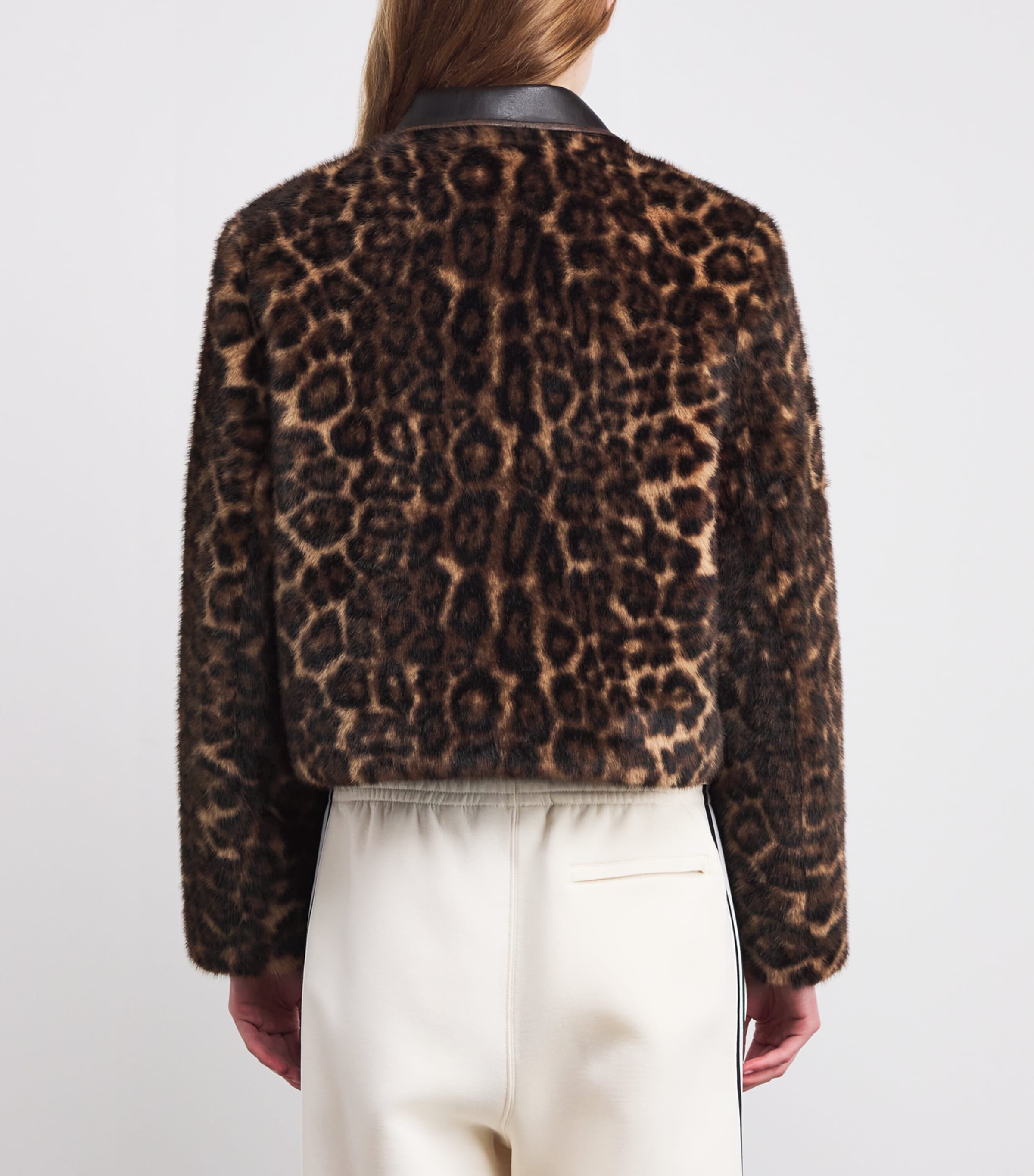 Claudie Pierlot Brown Faux Fur Leopard Bomber Jacket | Harrods UK