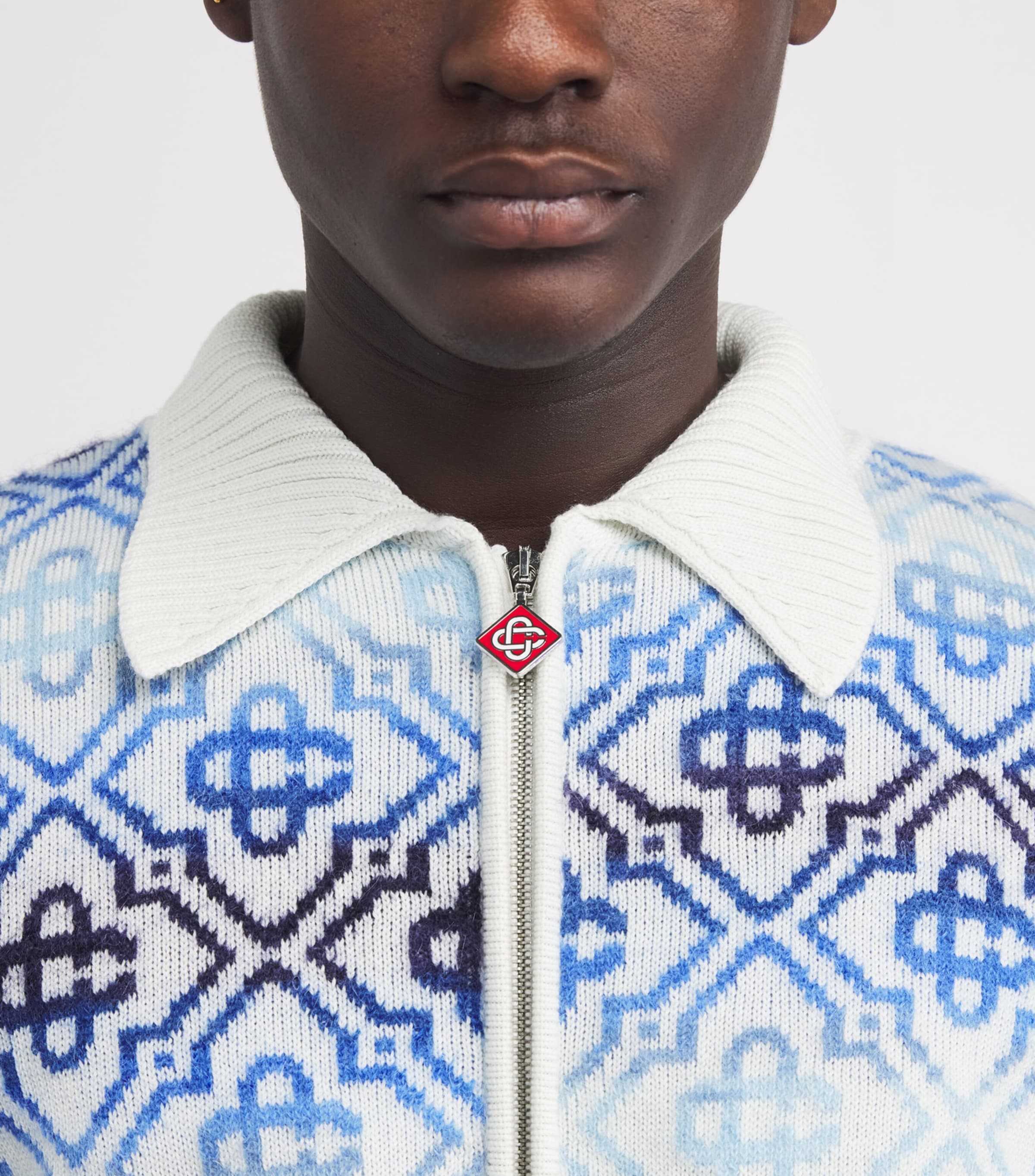 Casablanca Multi Wool-Blend Monogram Zip-Up Sweater | Harrods CA