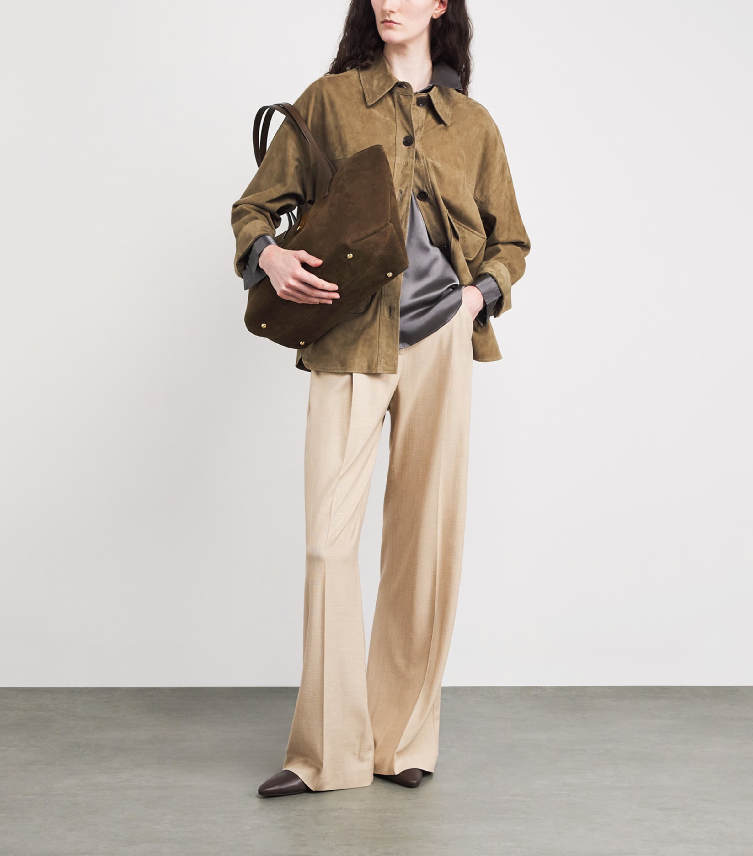 Demellier Beige Suede Tokyo Tote Bag | Harrods UK