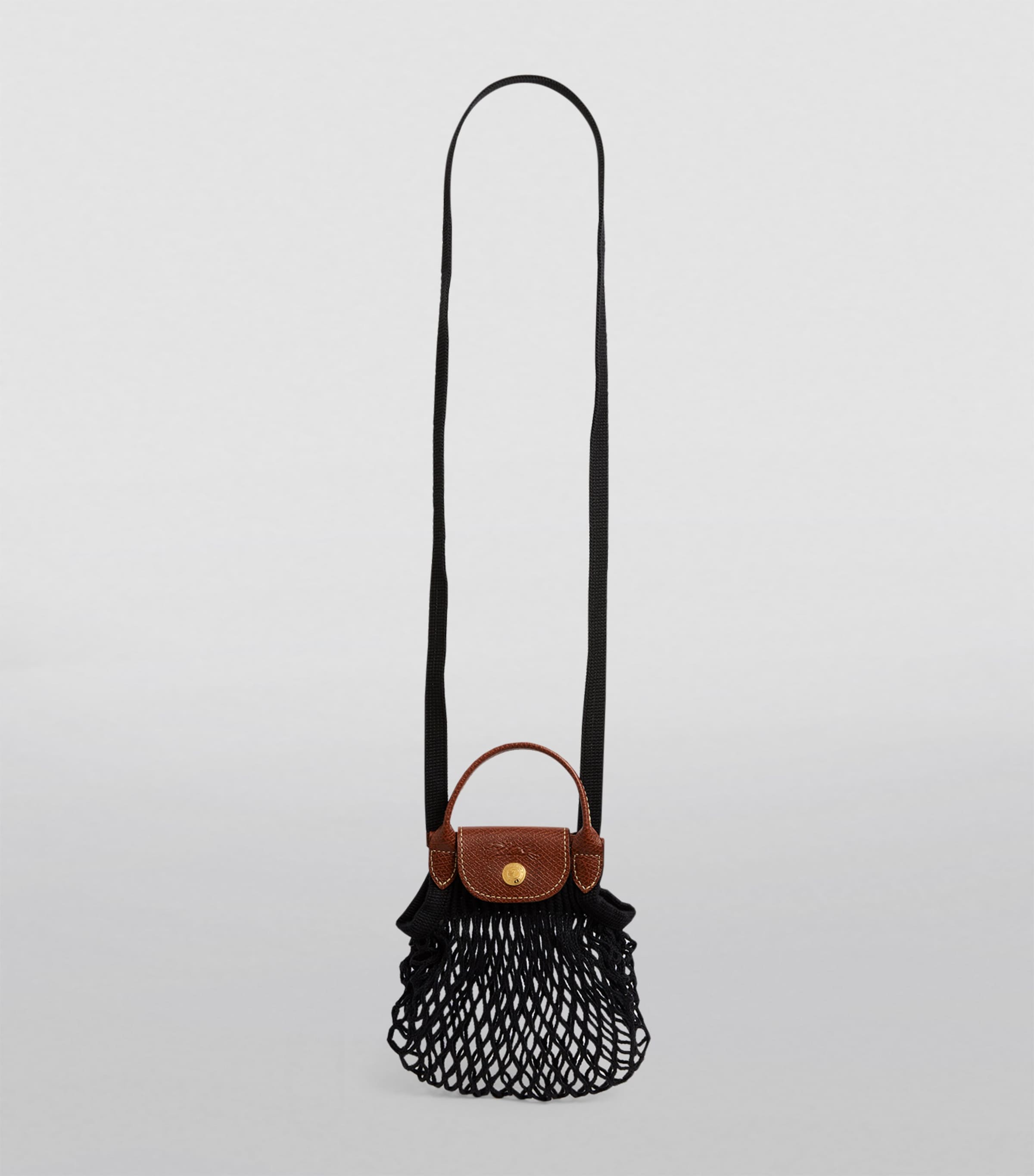 Longchamp Black Extra-Small Le Pliage Filet Mesh Bag | Harrods UK