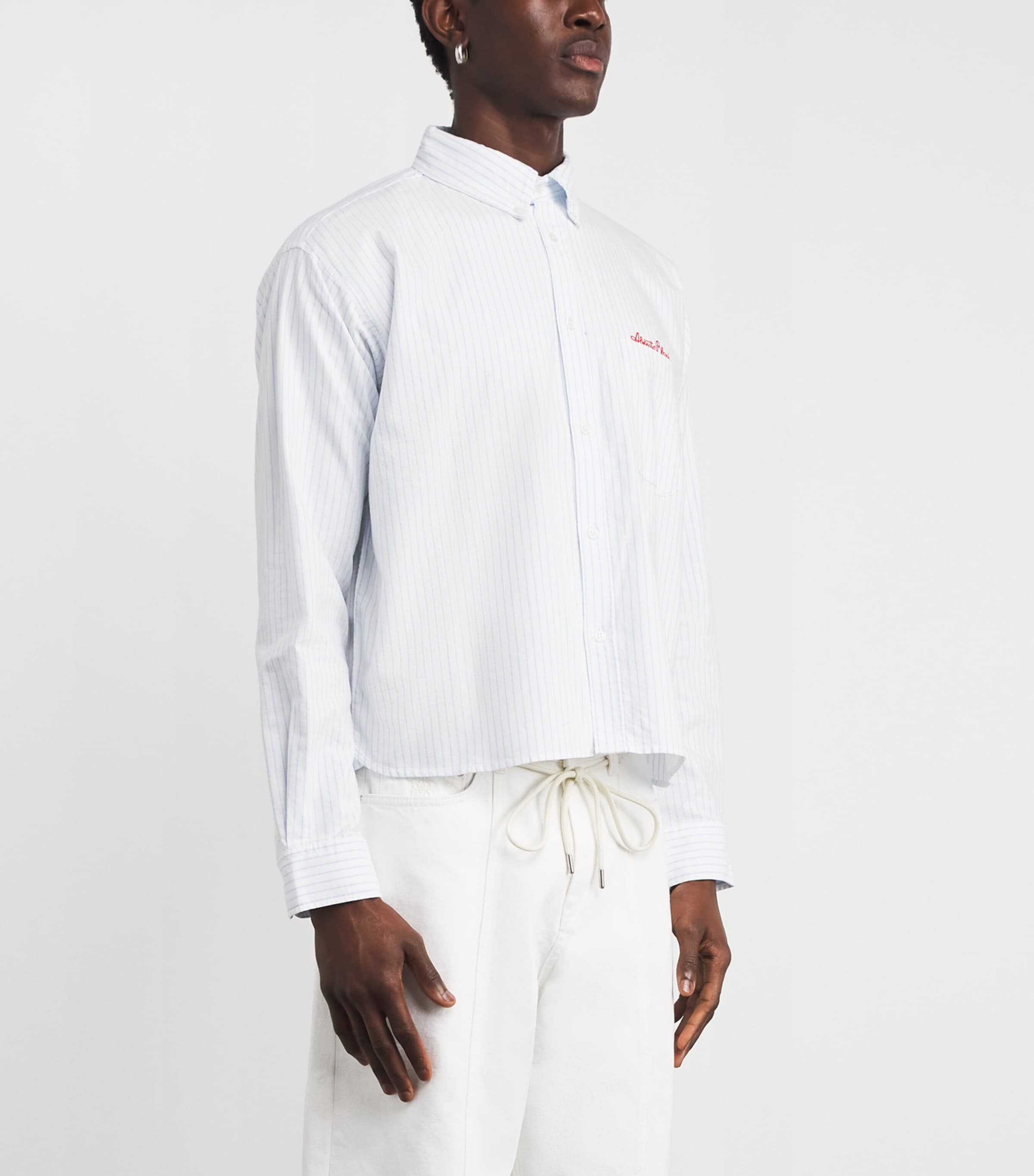 about:blank Multi Cotton Oxford Stripe Logo Shirt | Harrods IN