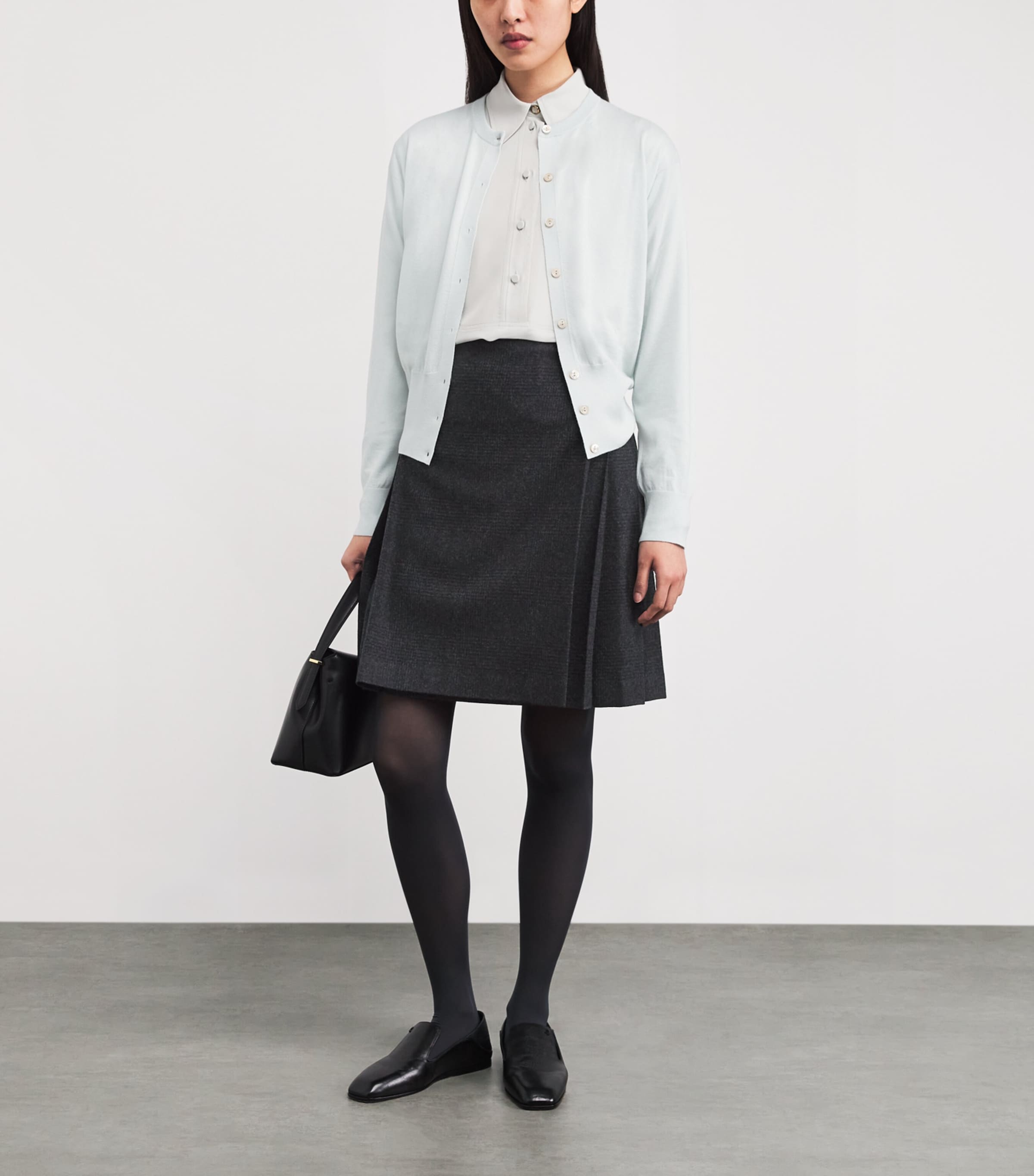 Johnstons Of Elgin Grey x Le Kilt Wool-Cashmere Tailored Mini Skirt ...