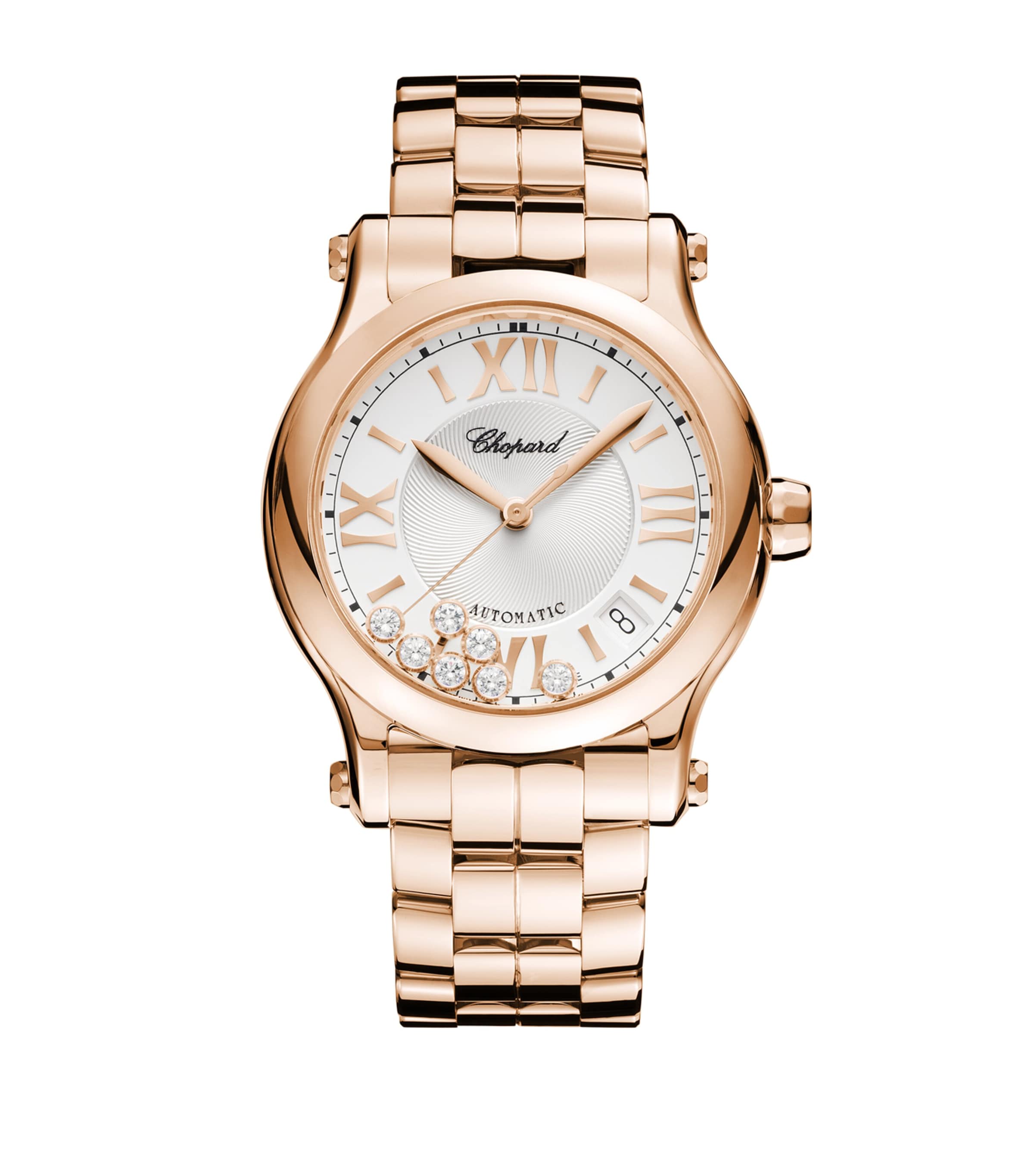 Chopard Rose Gold and Diamond Happy Sport Automatic Watch 36mm | Harrods UK