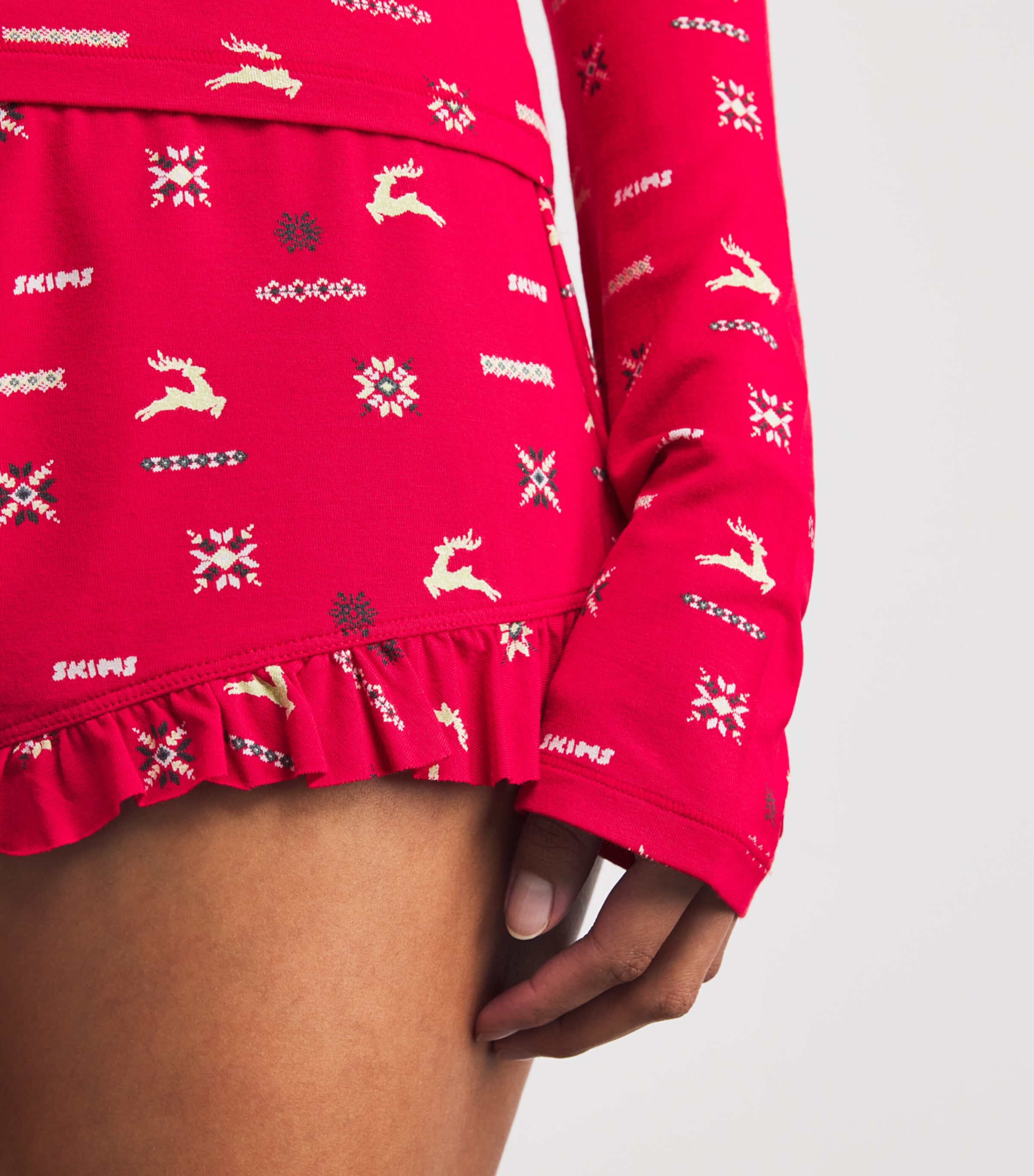 Skims Red Modal-Blend Festive Print Pyjama Top | Harrods US