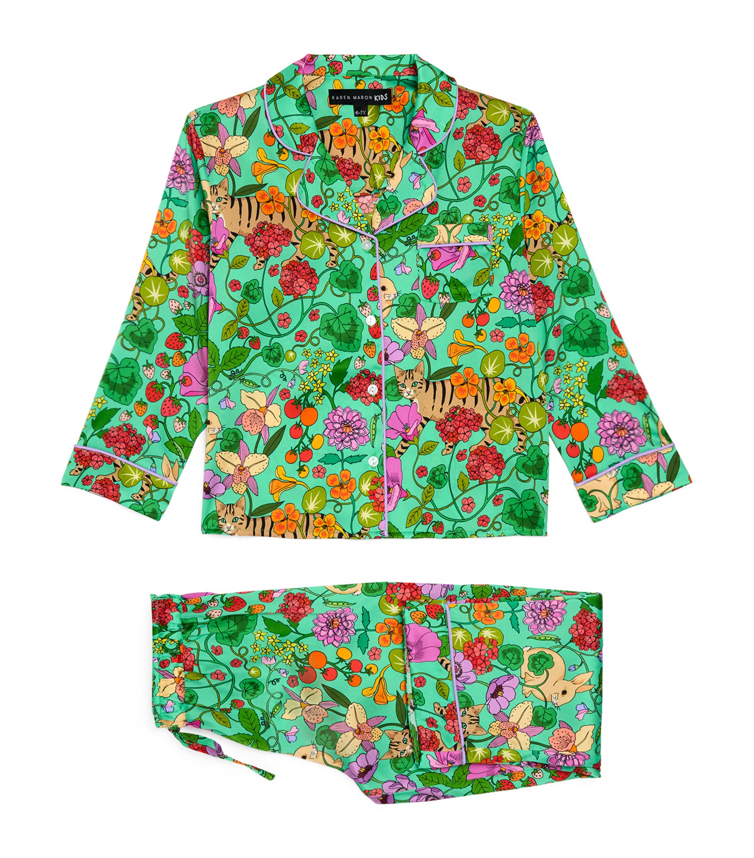 KAREN MABON KIDS Green Silk In The Greenhouse Pyjama Set (2-13 Years ...