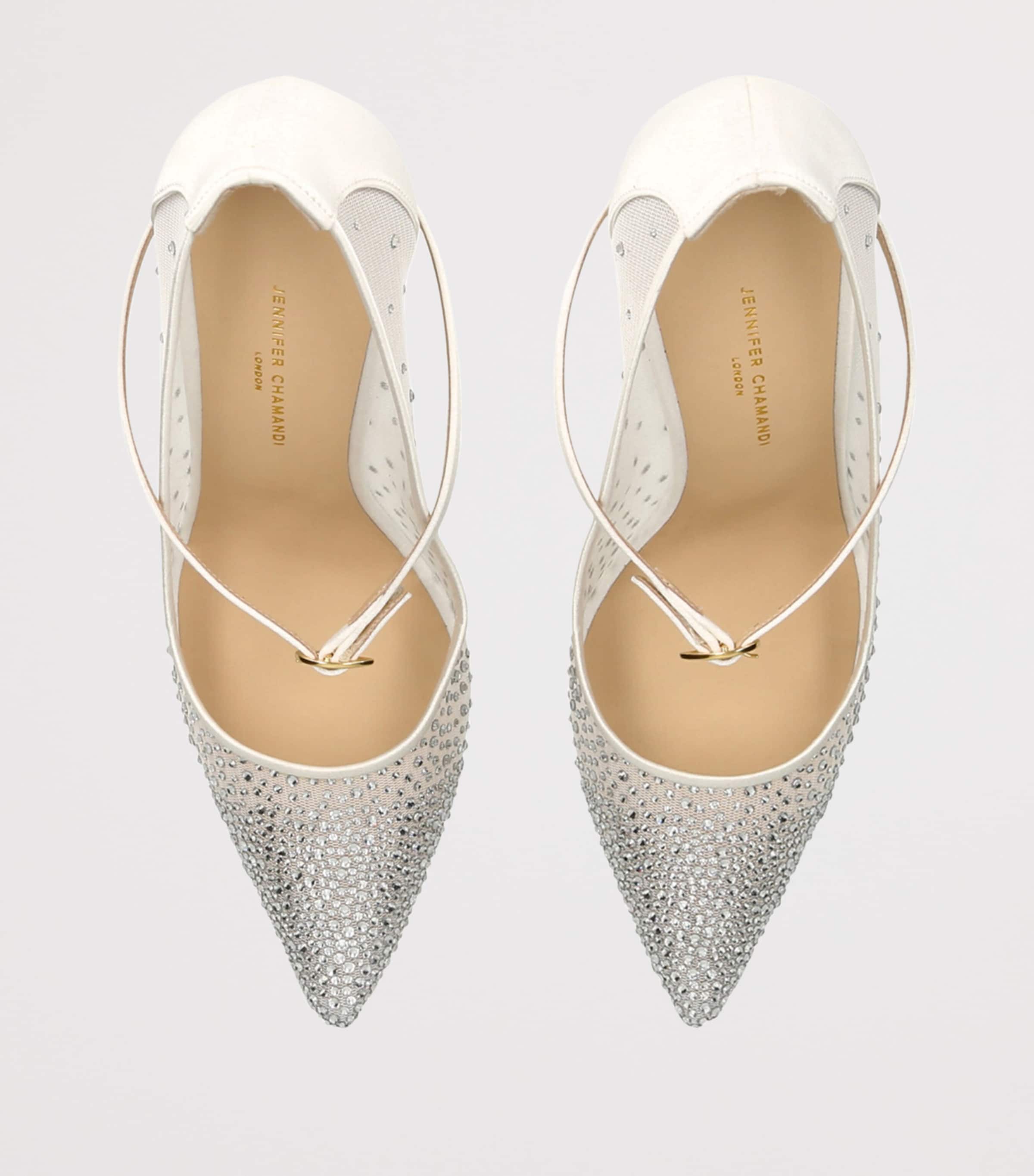 Jennifer Chamandi White Embellished Lorenzo Pumps 105 | Harrods CA