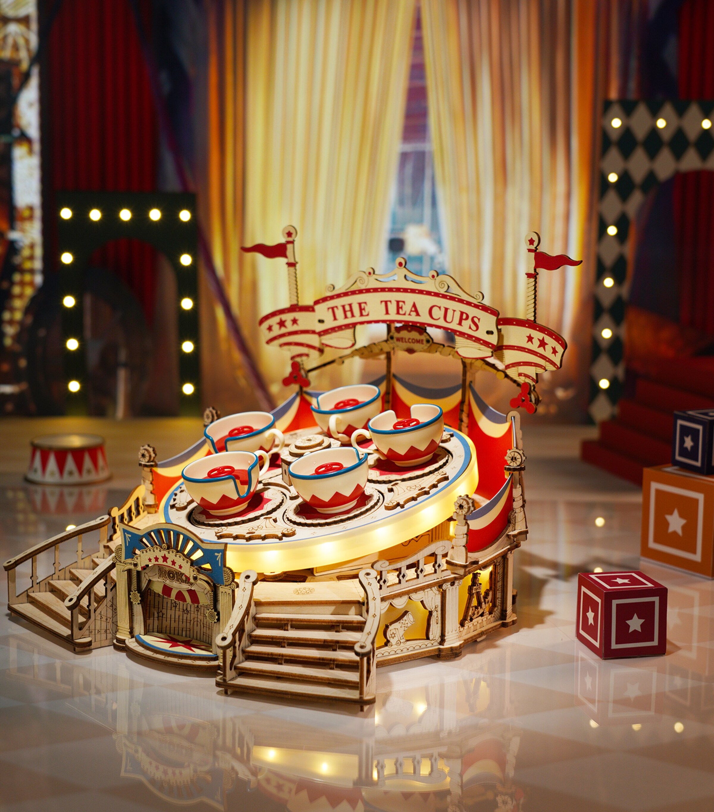 Robotime Musical Tilt-A-Whirl Tea Cup Ride Buildable Toy | Harrods UK