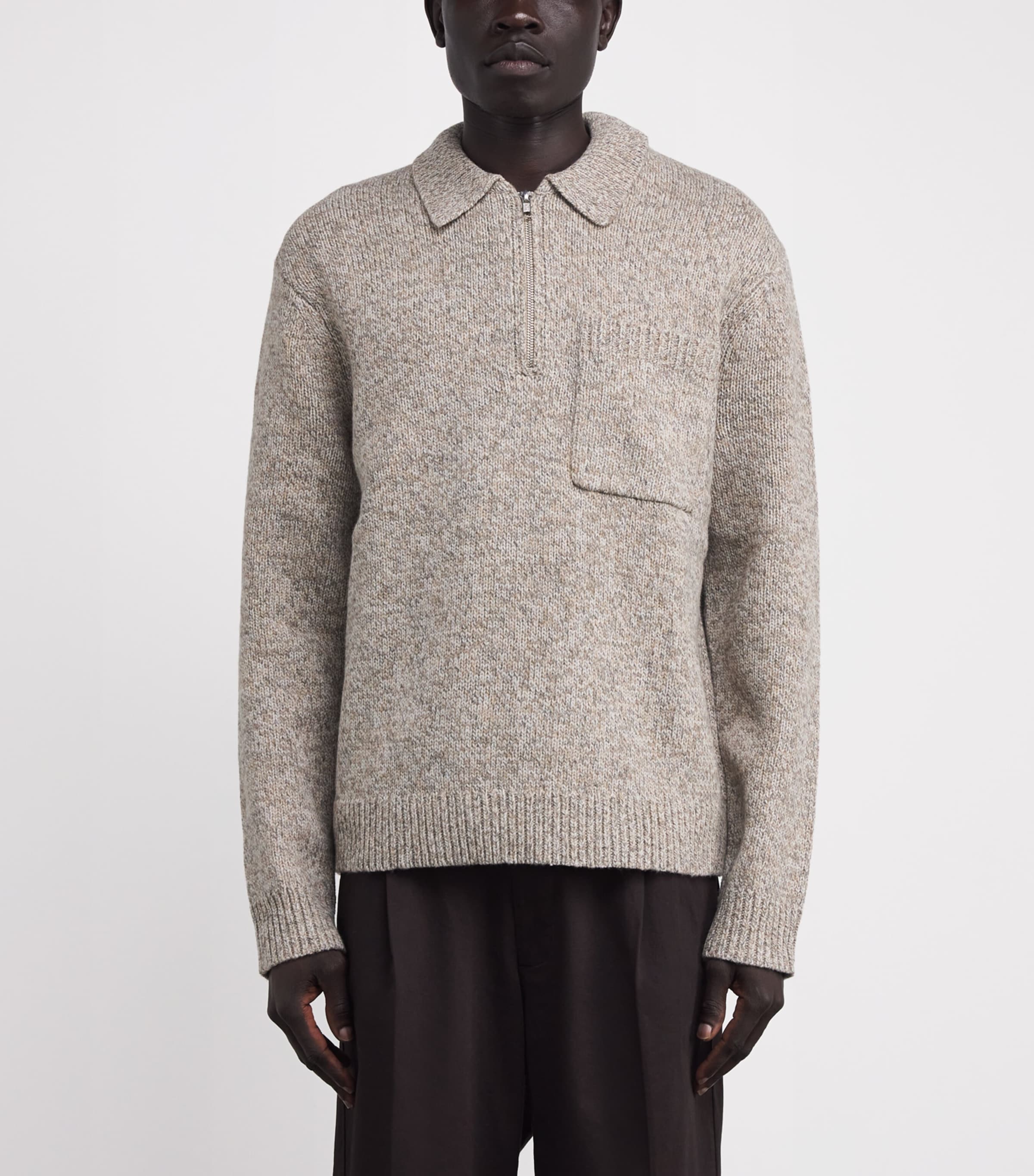 Wax London Grey Wool Alpha Polo Sweater | Harrods AU