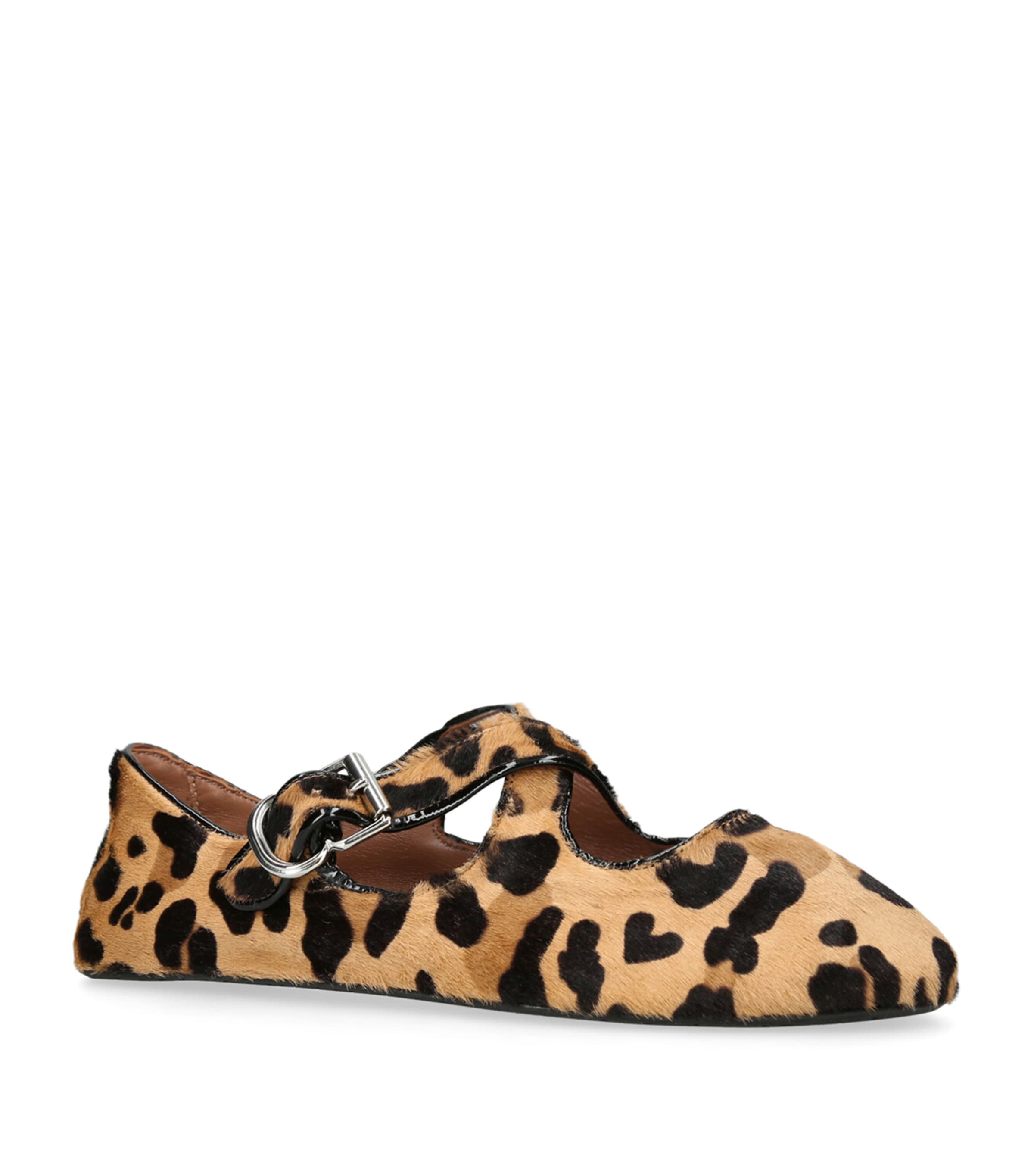 Alaïa Brown Leopard Print Criss-Cross Ballet Flats | Harrods US