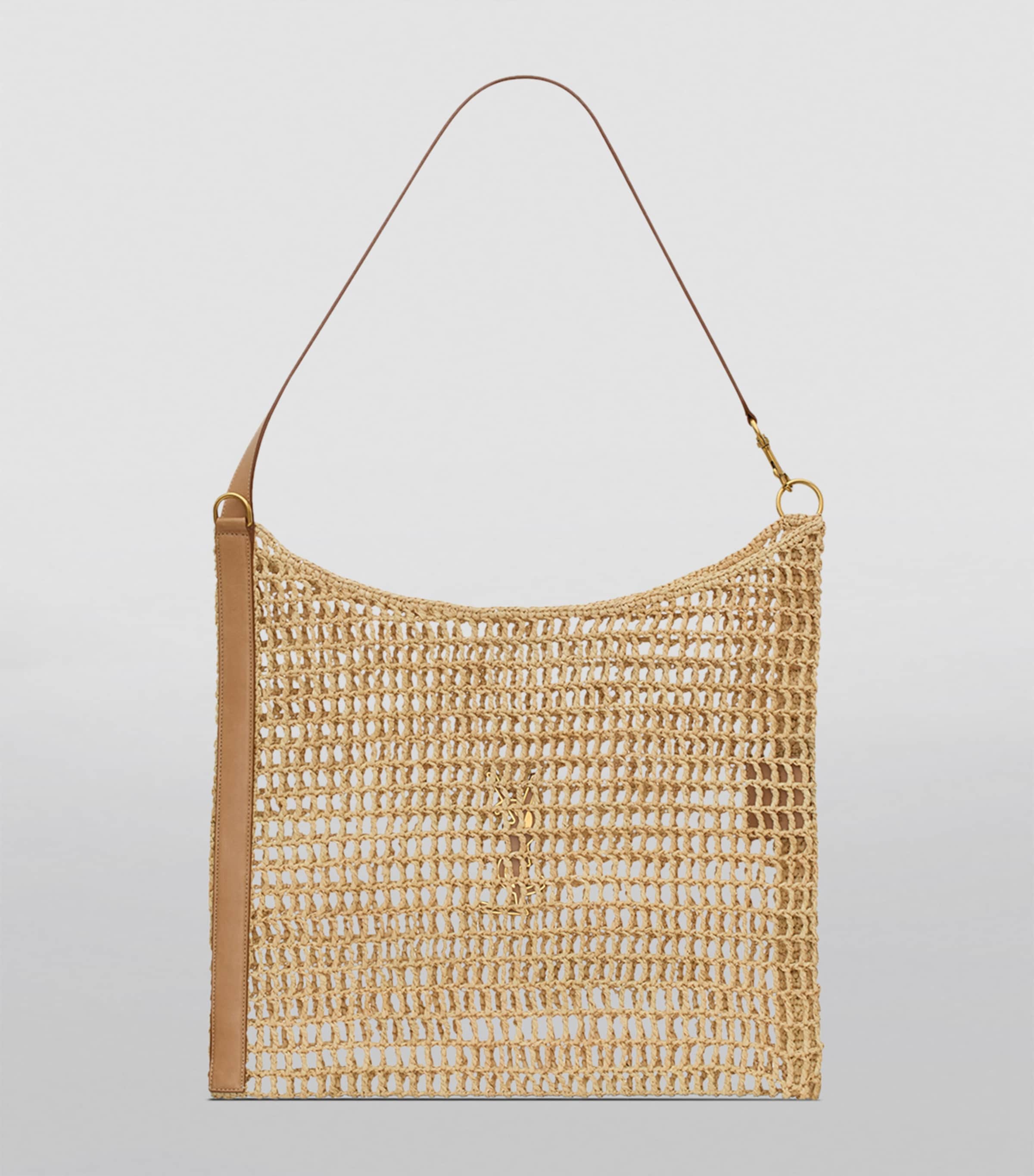 Saint Laurent Nude Raffia Oxalis Crochet Shoulder Bag | Harrods UK